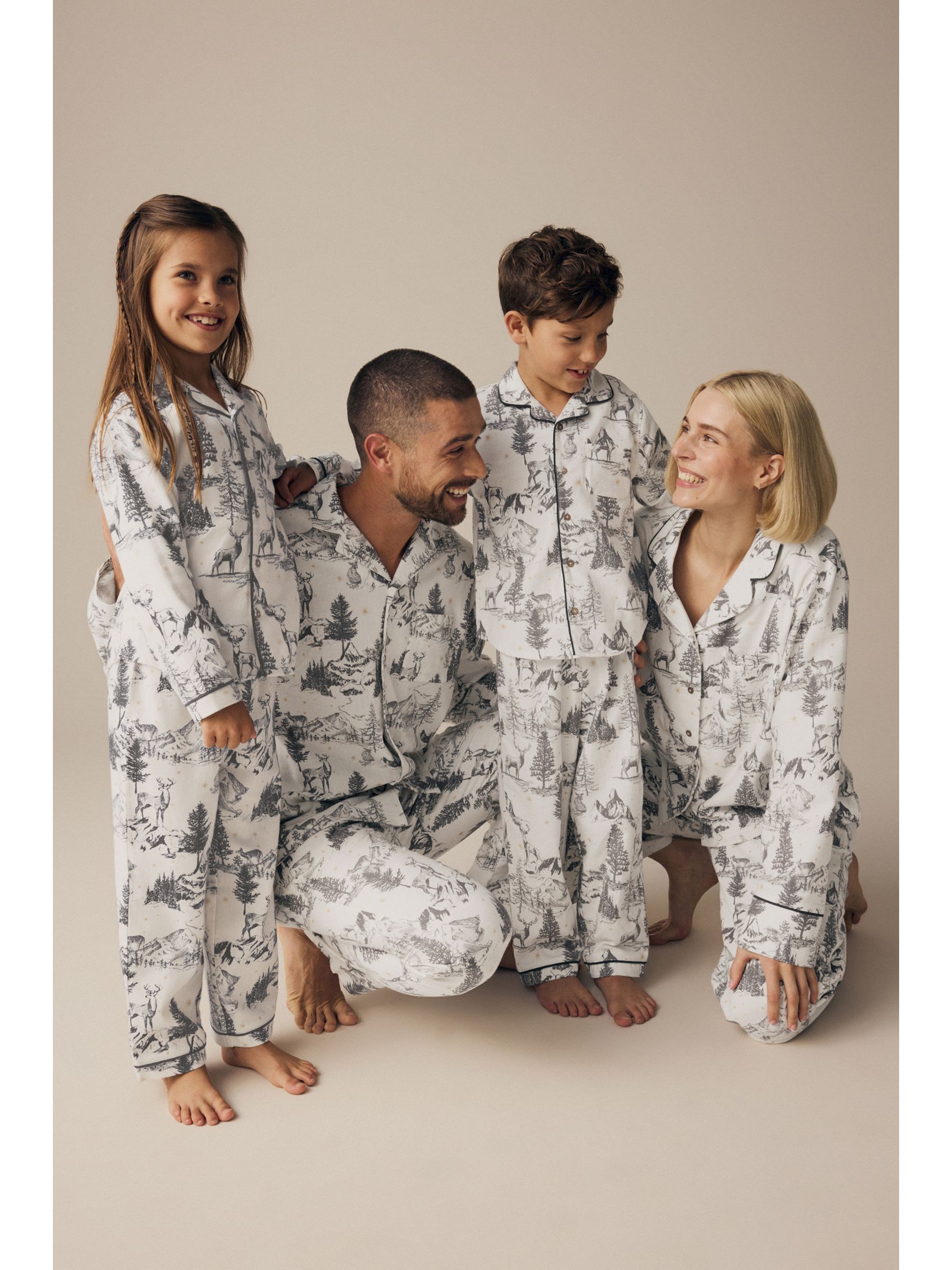Buy Grey 100% Cotton Matching Family Kids Christmas Mountain Print ...