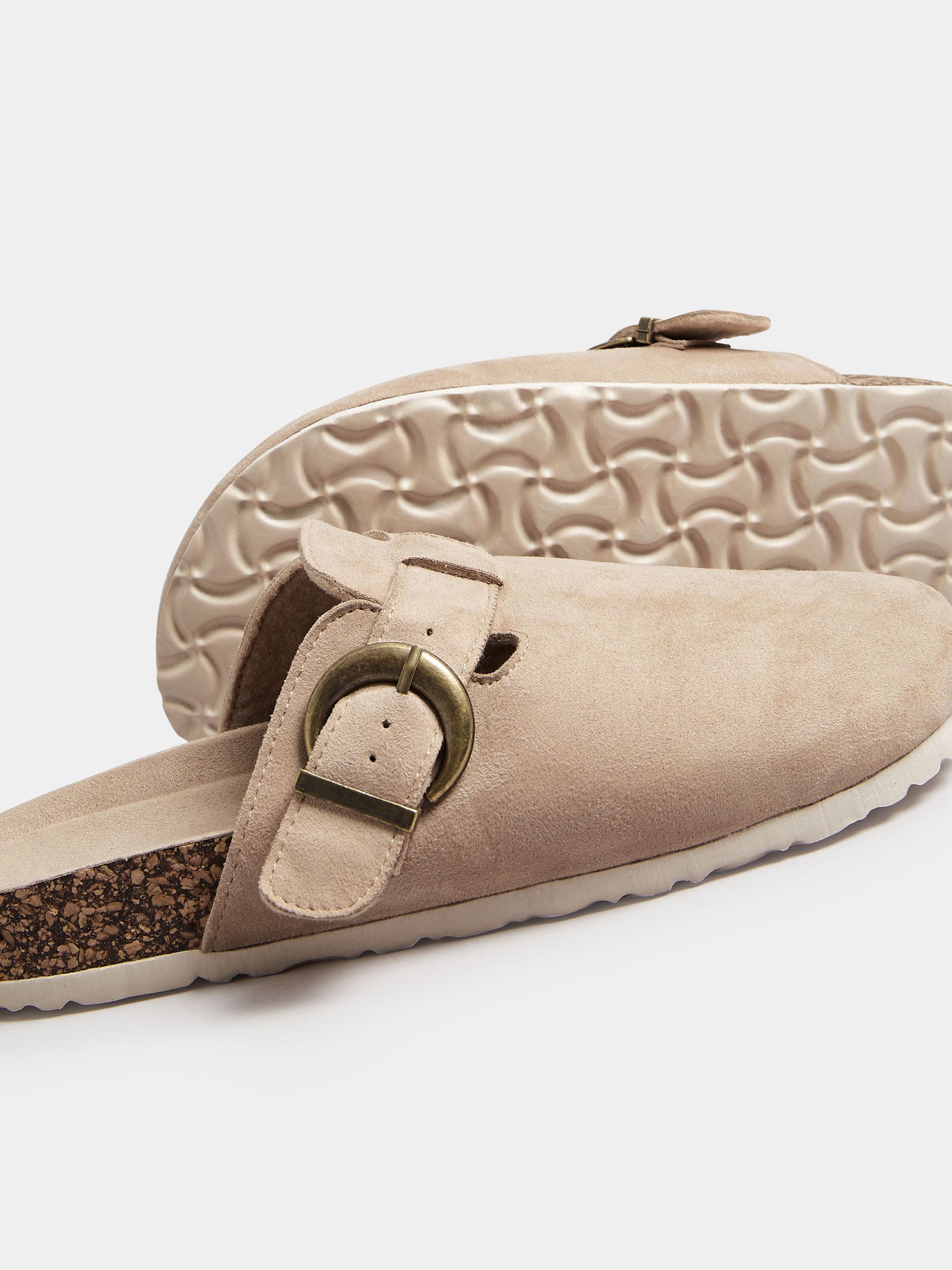 Buy Yours Curve Beige Brown Faux Suede Clogs In Extra Wide EEE Fit from ...