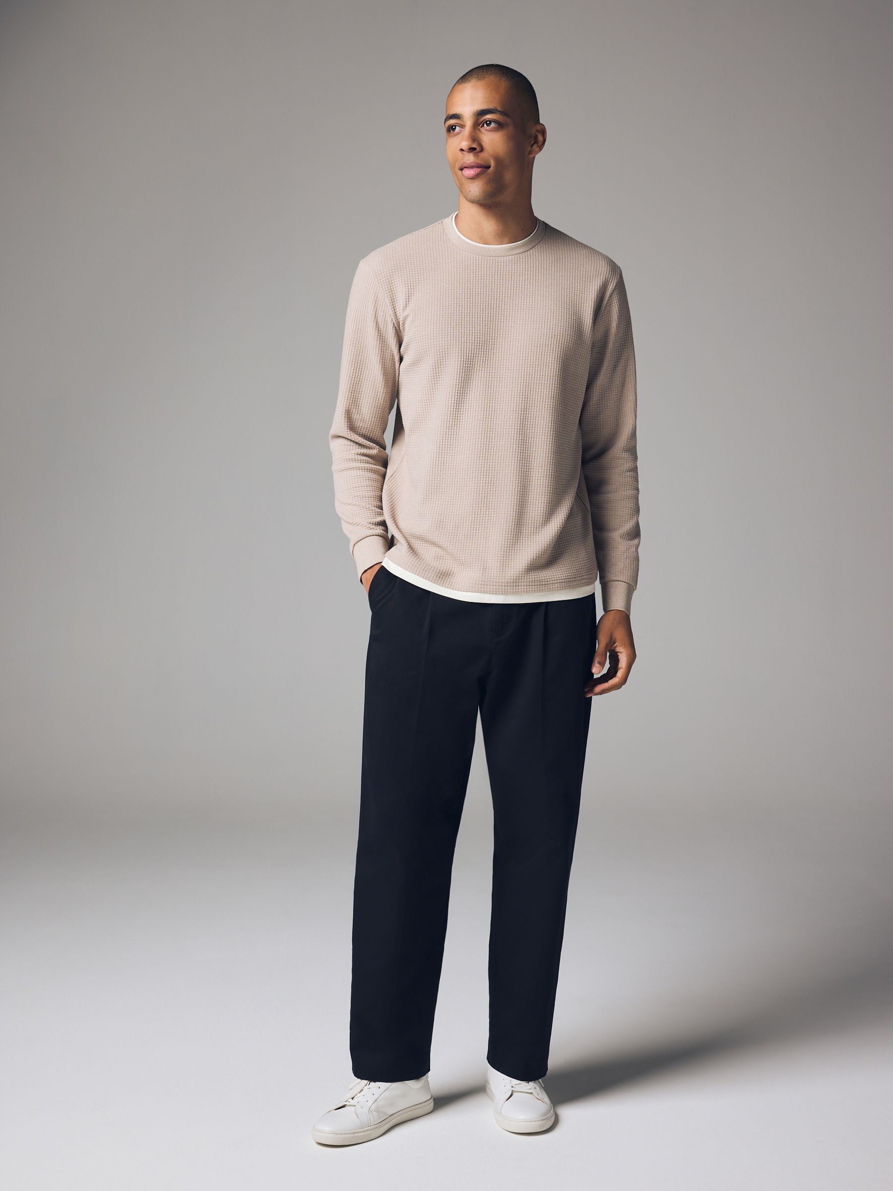 Buy Neutral Texture Long Sleeve Mock Layer Jumper from Next United Arab ...