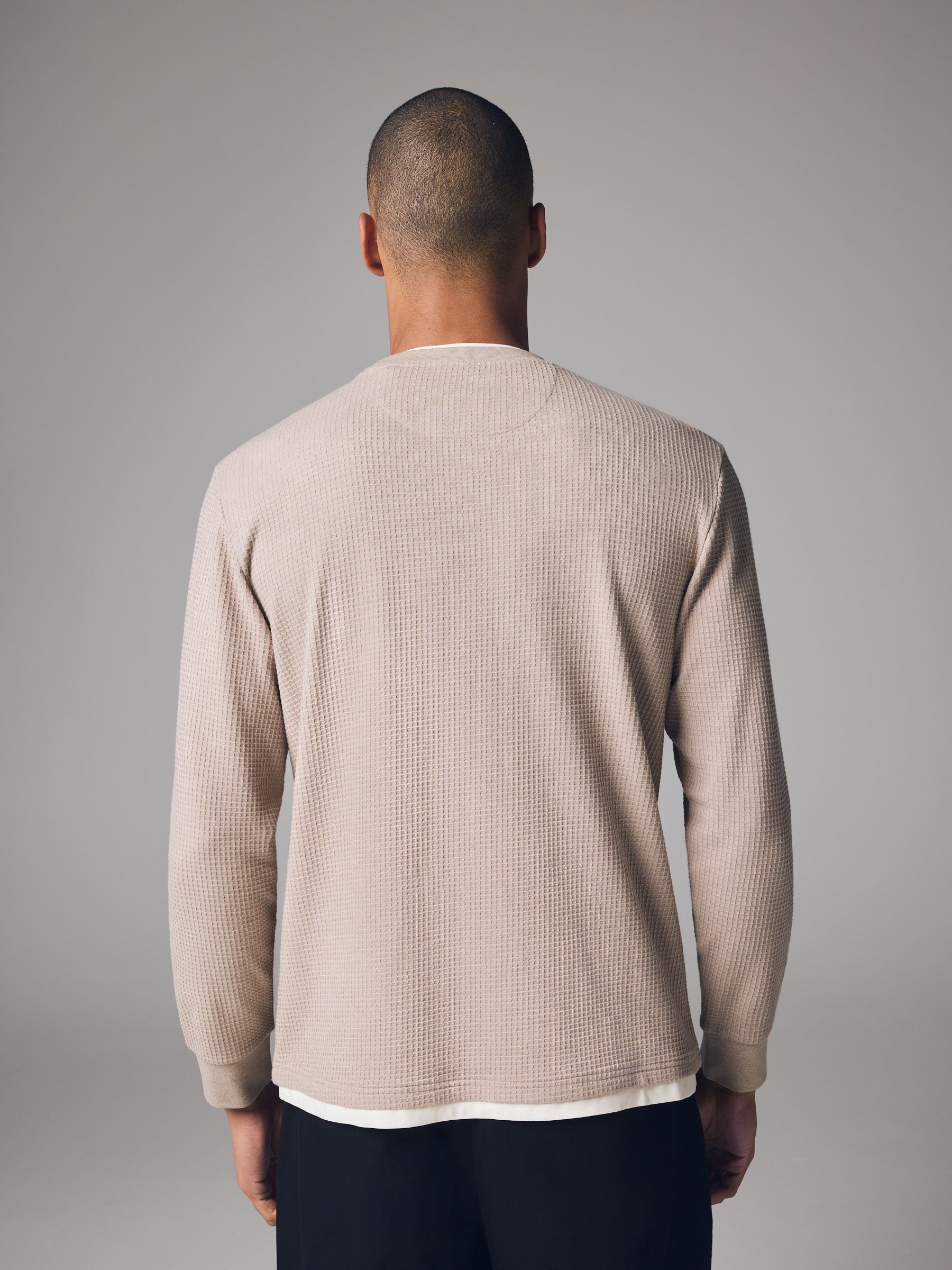Buy Neutral Texture Long Sleeve Mock Layer Jumper from Next United Arab ...
