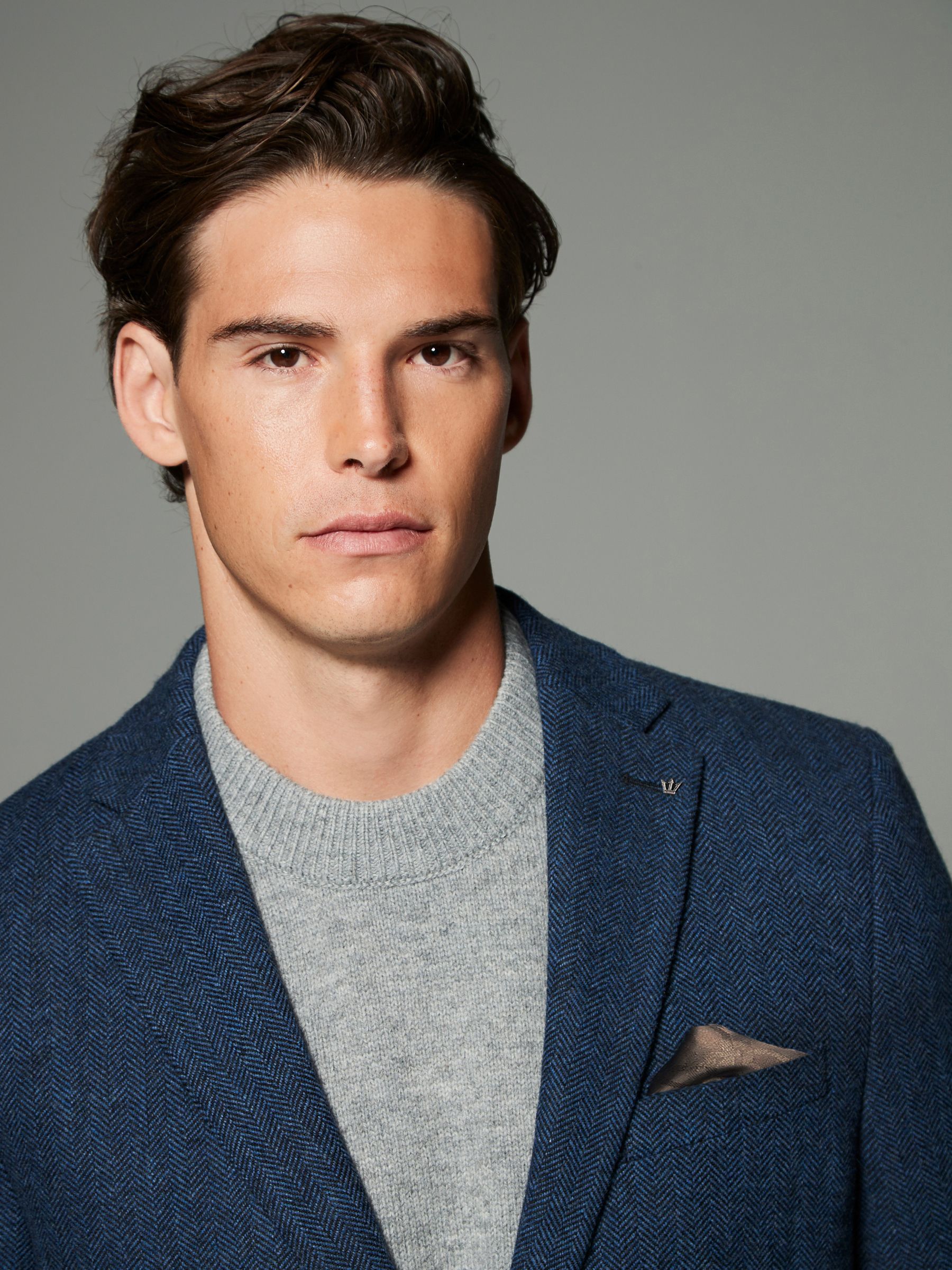 Buy Blue Regular Fit Wool Rich Herringbone Blazer from Next Ireland
