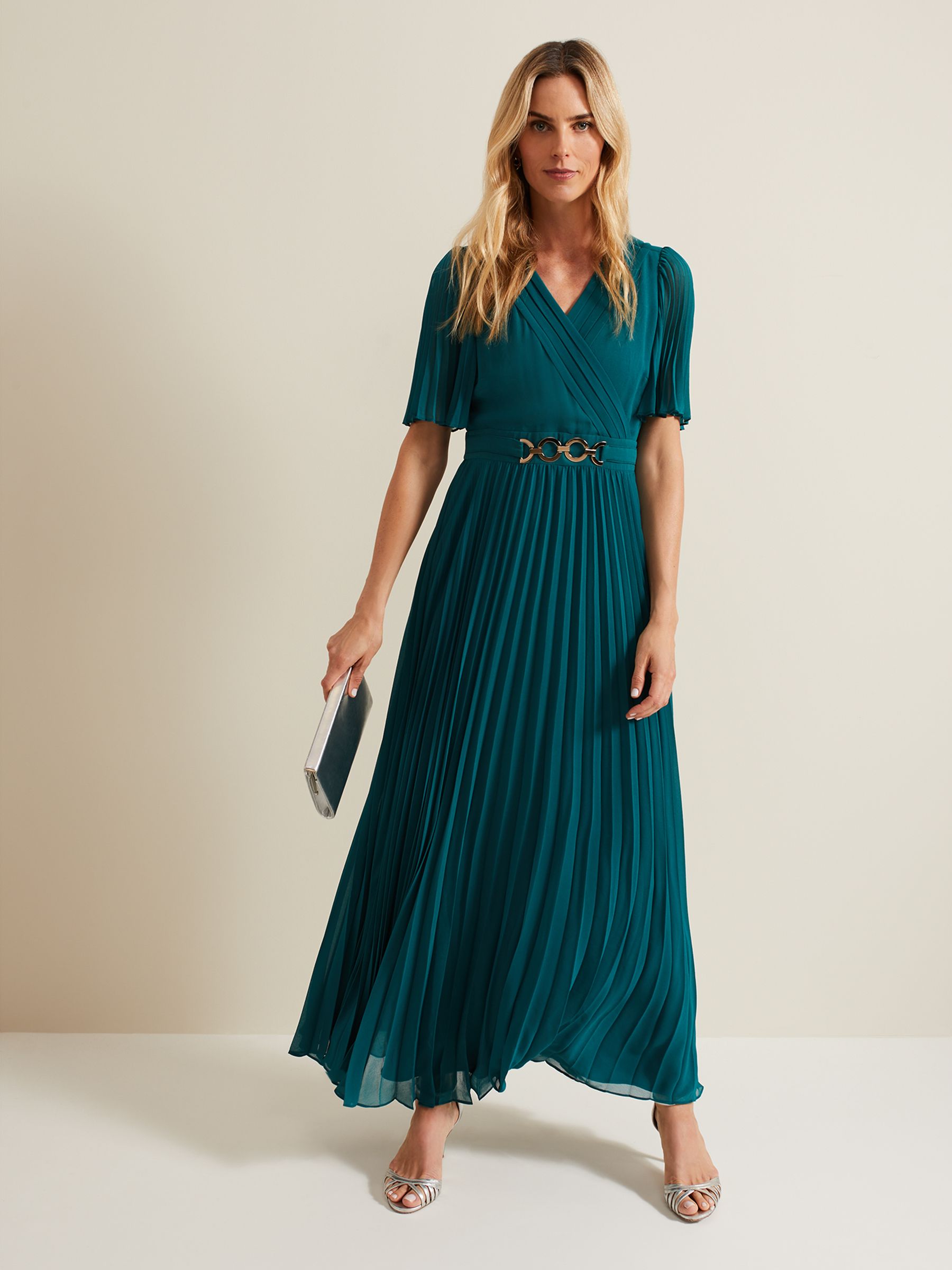 Buy Phase Eight Green Yasmina Pleated Maxi Dress from the Next UK ...
