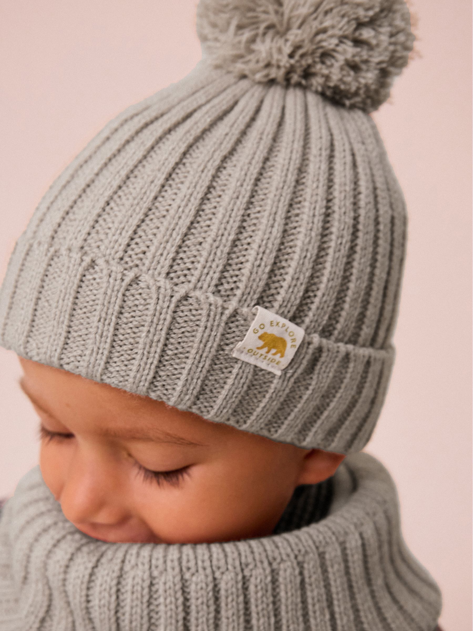 Buy Neutral Knitted Pom Hat and Snood Set (1-10yrs) from the Next UK ...