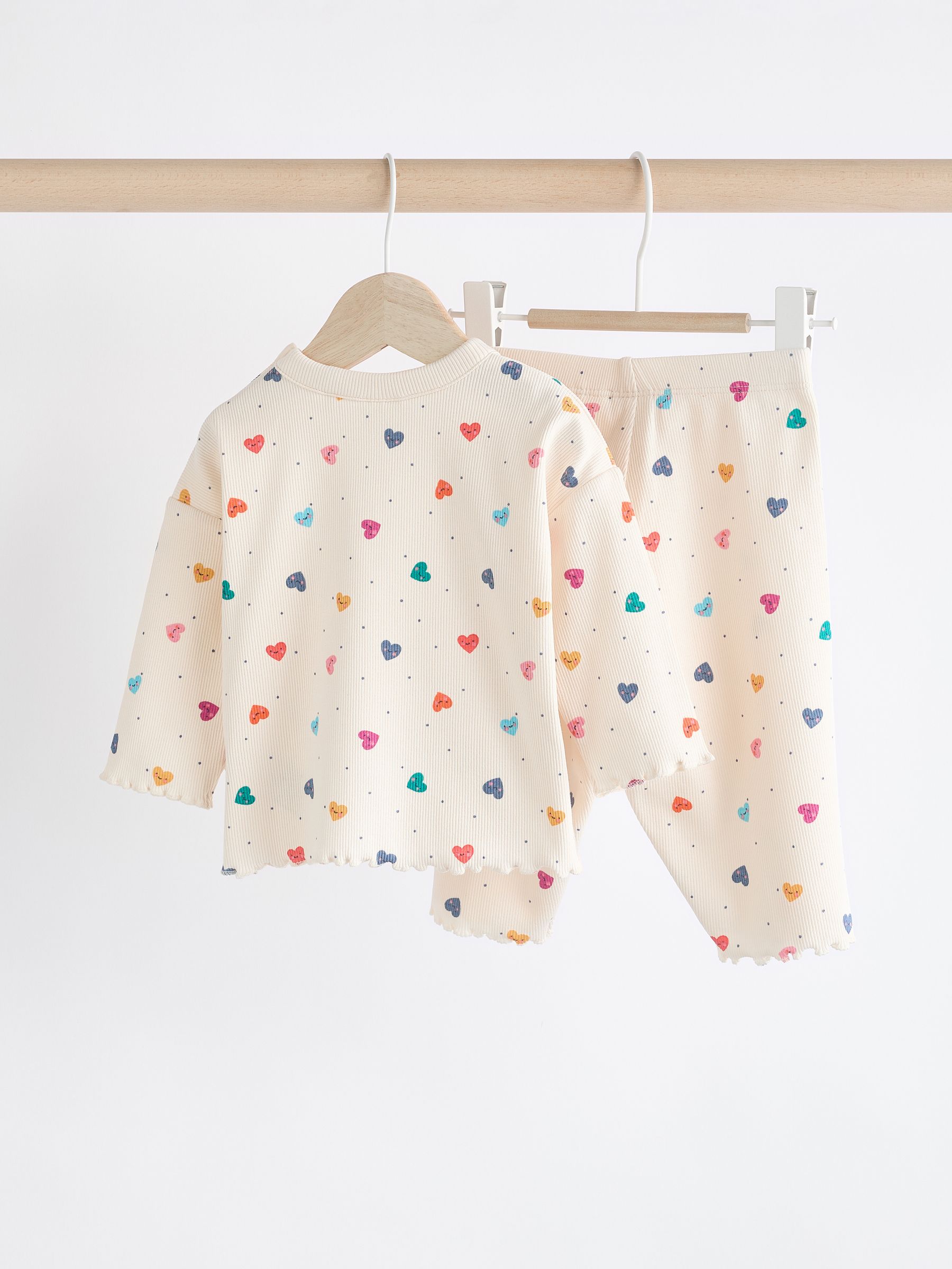 Buy White/Multicolour Heart Print Baby Top and Wide Leg Trousers 2 ...
