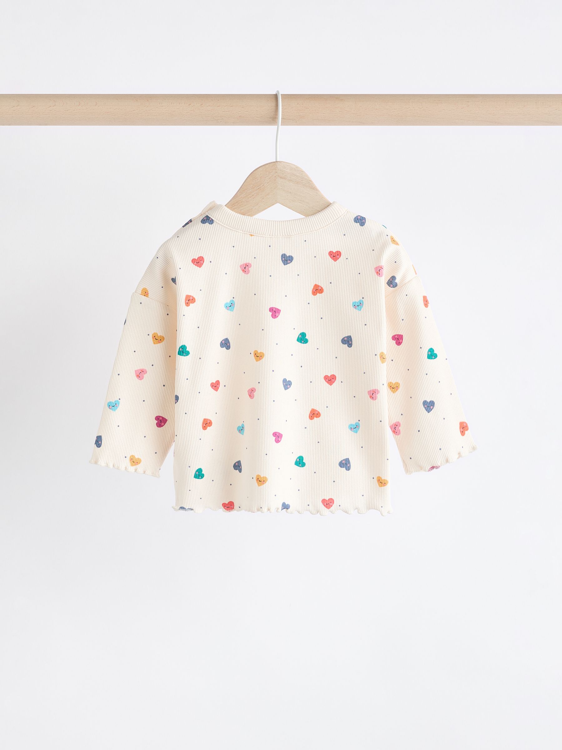 Buy White/Multicolour Heart Print Baby Top and Wide Leg Trousers 2 ...