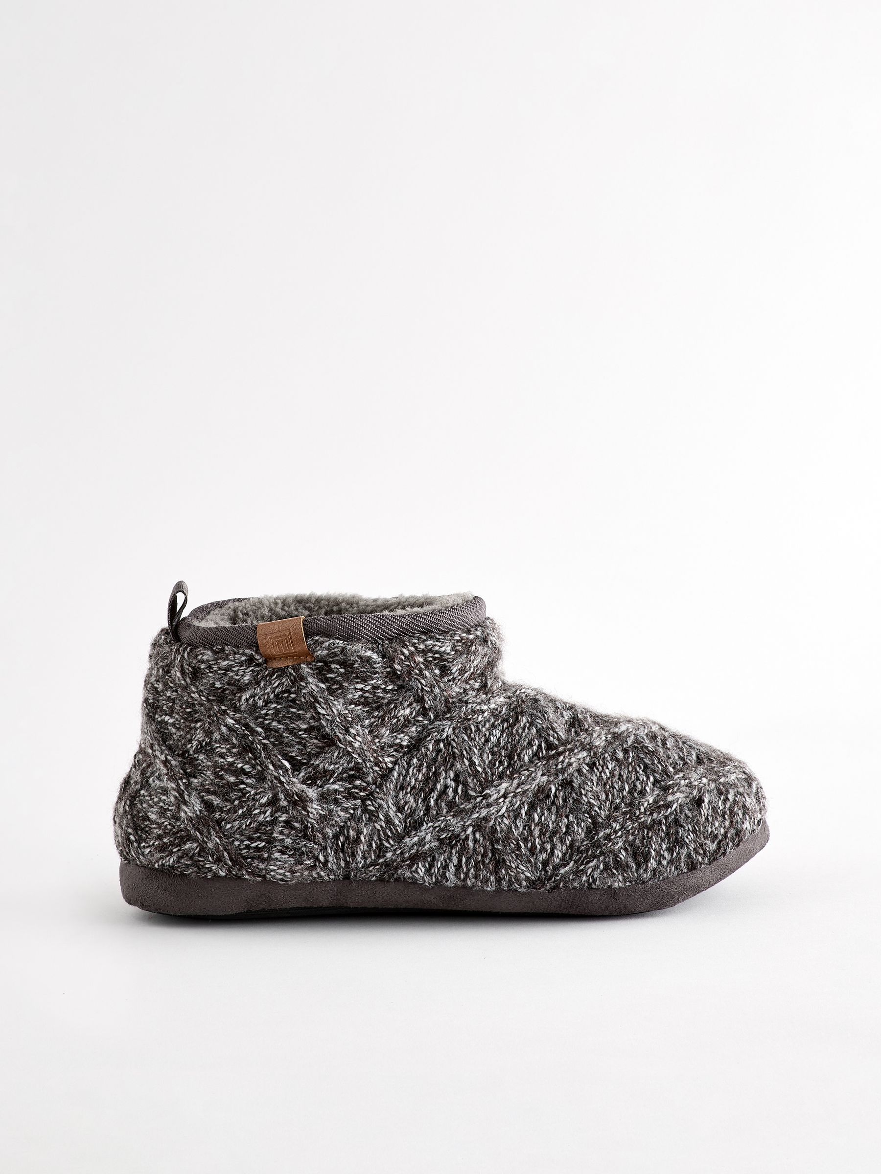 Buy Charcoal Grey Knitted Boot Slippers from the Next UK online shop