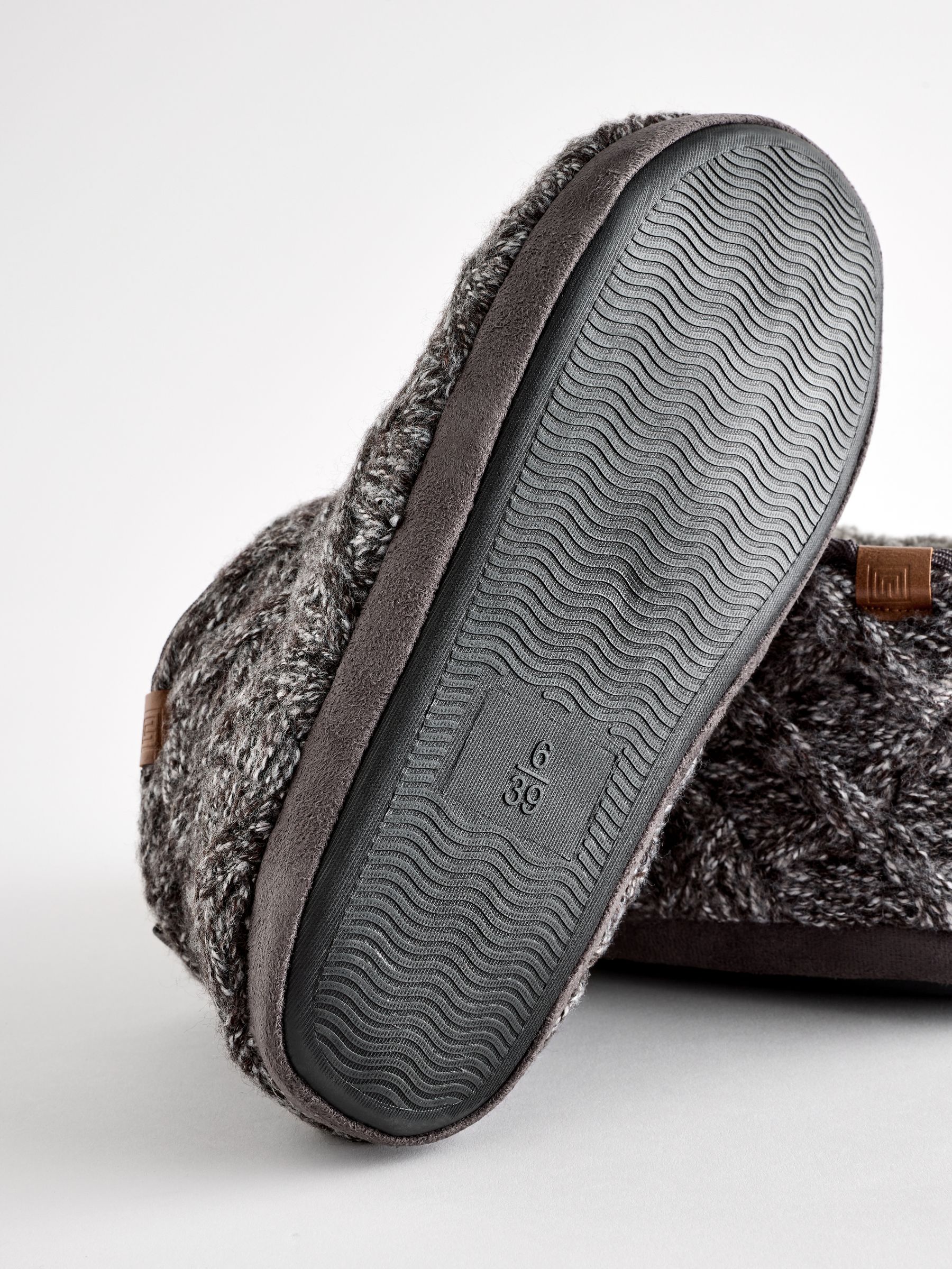 Buy Charcoal Grey Knitted Boot Slippers from the Next UK online shop