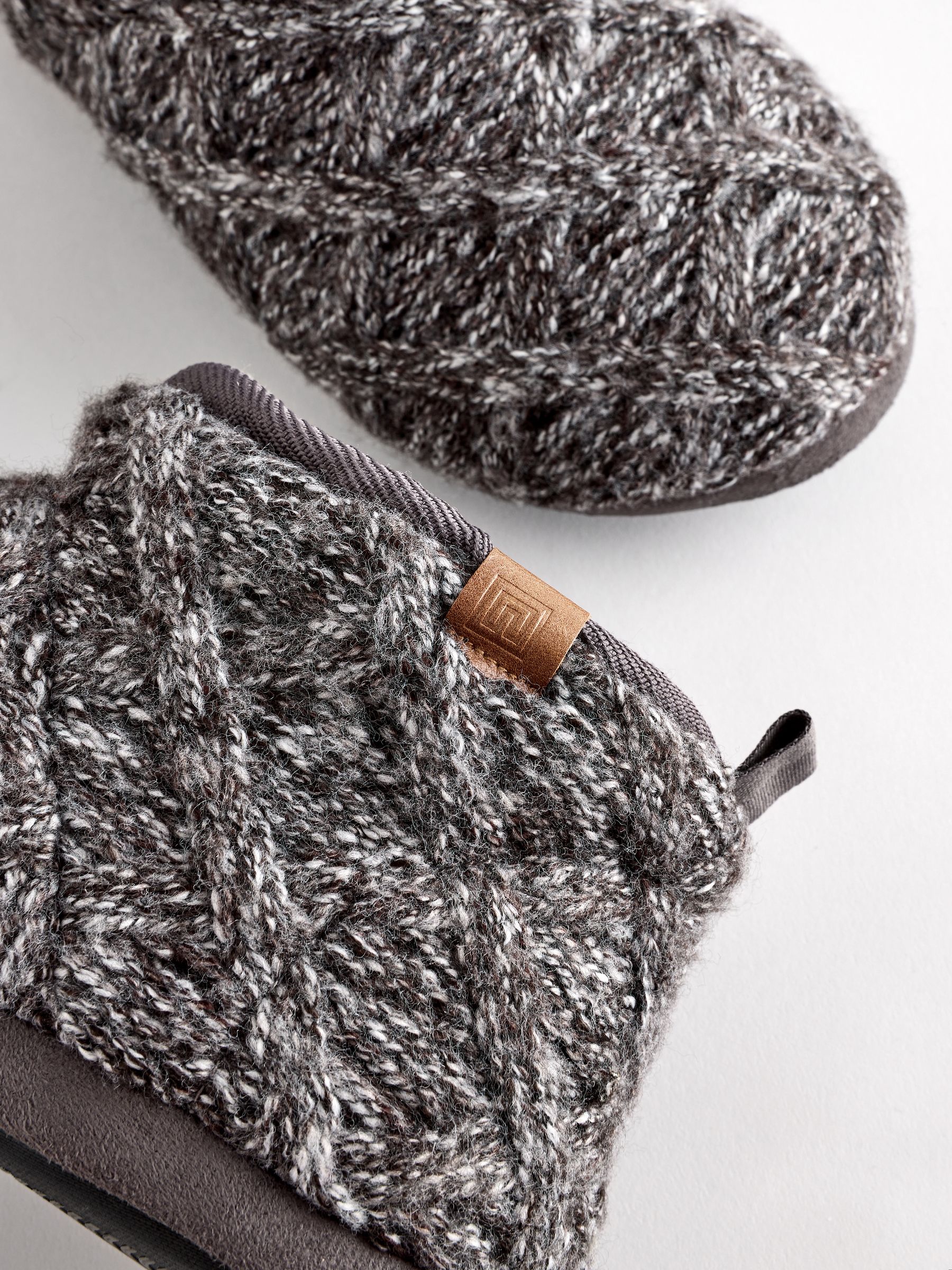 Buy Charcoal Grey Knitted Boot Slippers from the Next UK online shop