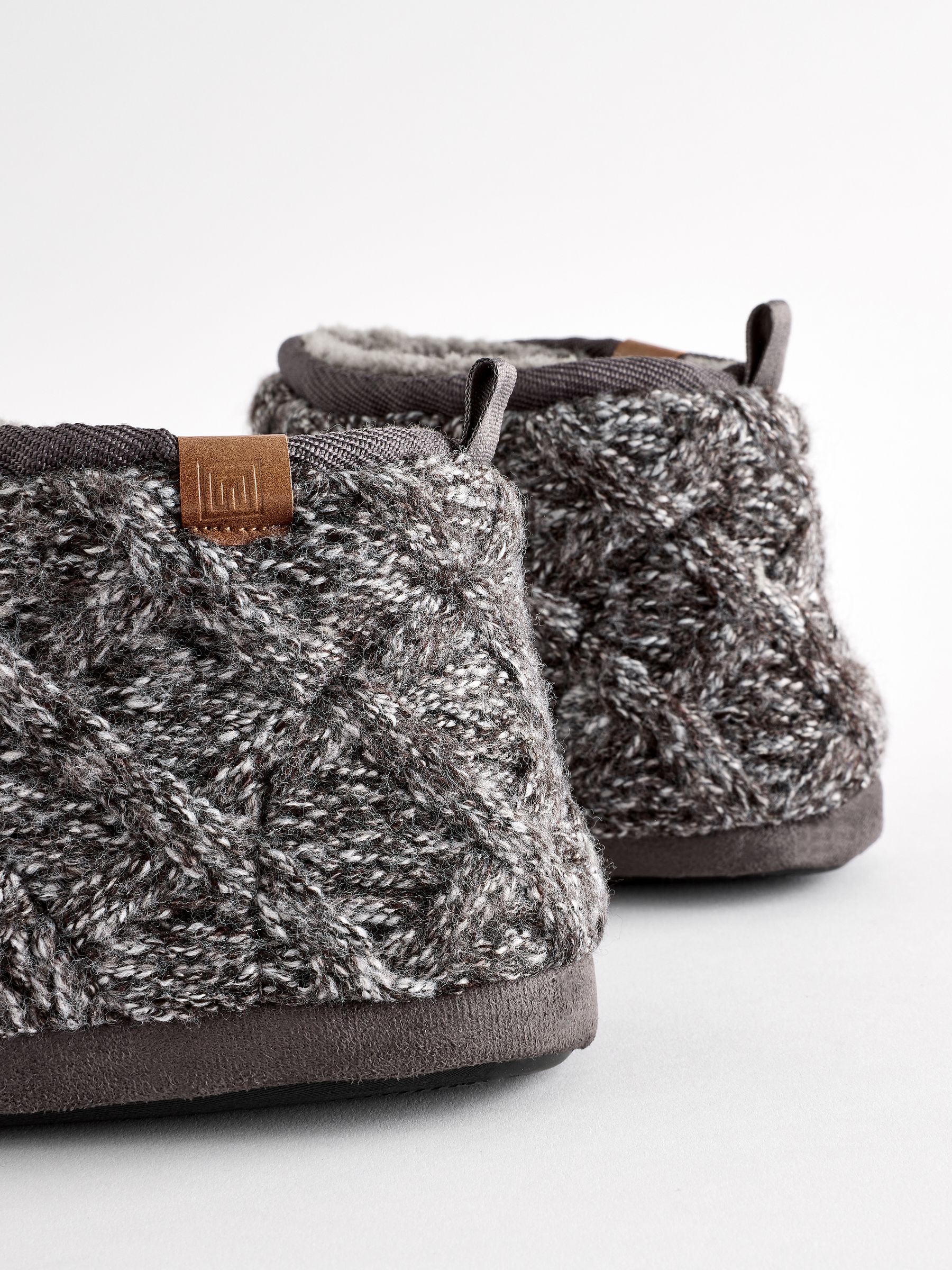 Buy Charcoal Grey Knitted Boot Slippers from the Next UK online shop