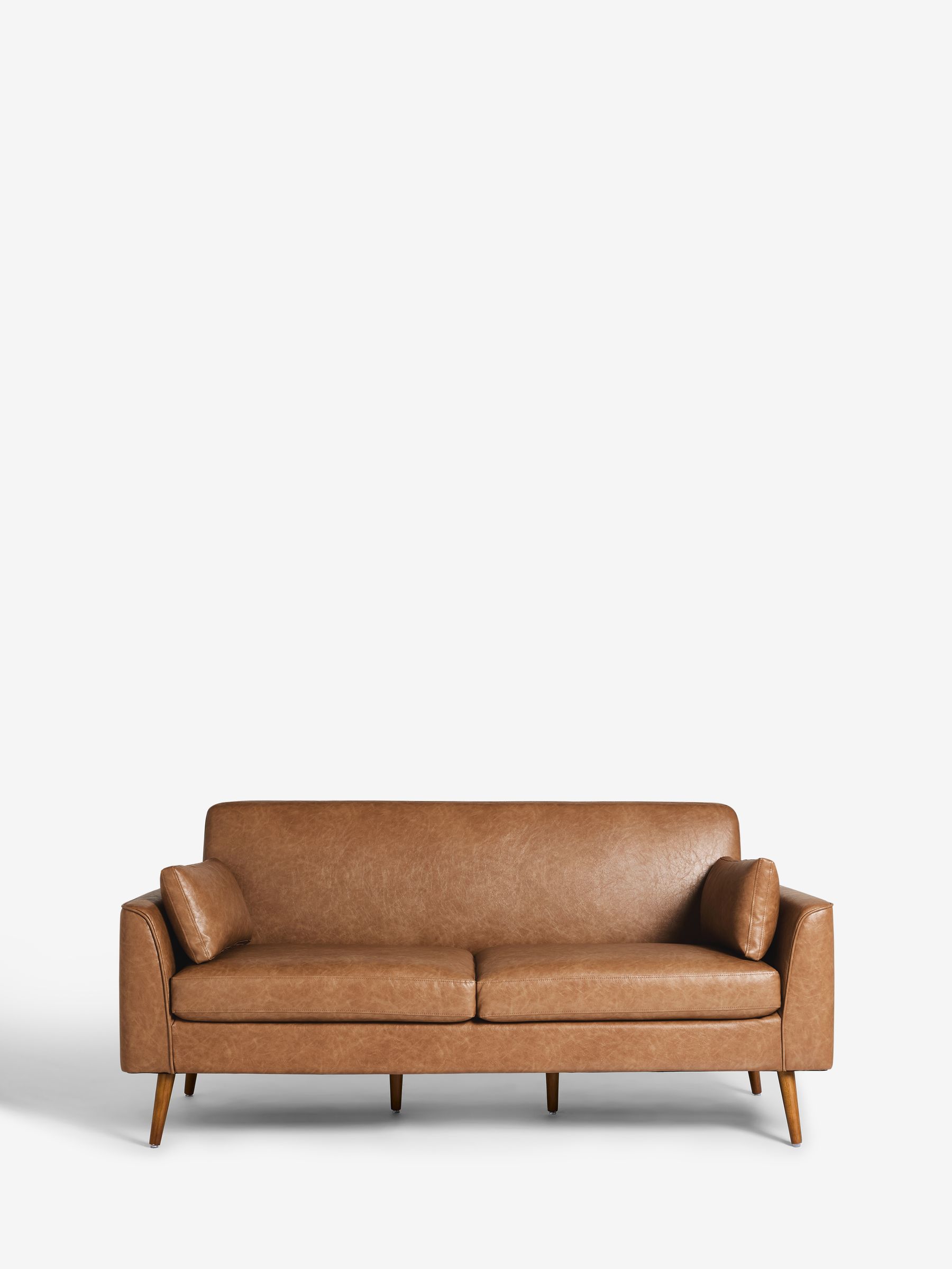 Buy Vintaged Faux Leather Light Brown Mila 3 Seater Sofa from the Next ...