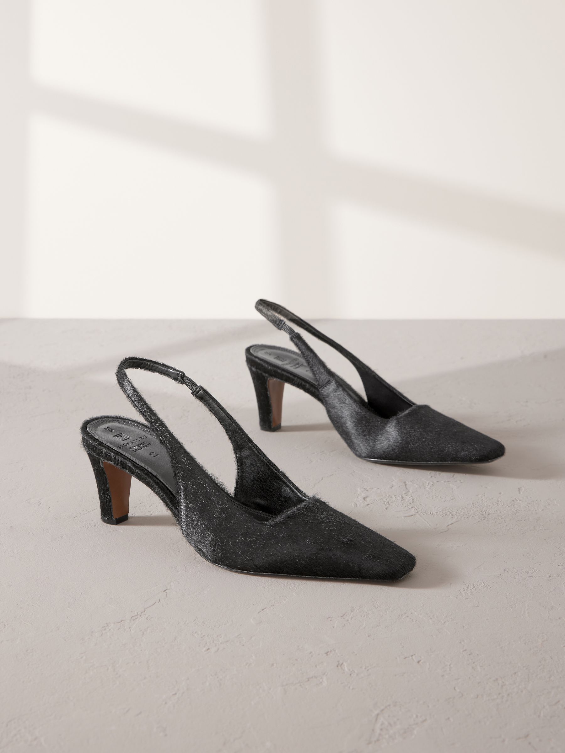 Buy Black Premium Square Toe Leather Sling Back Heels from Next Ireland