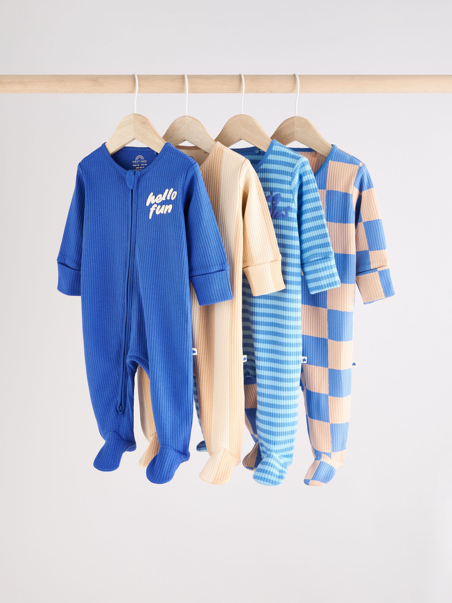 Buy Blue Baby Zipped Sleepsuits 4 Pack (0mths-2yrs) from Next Australia