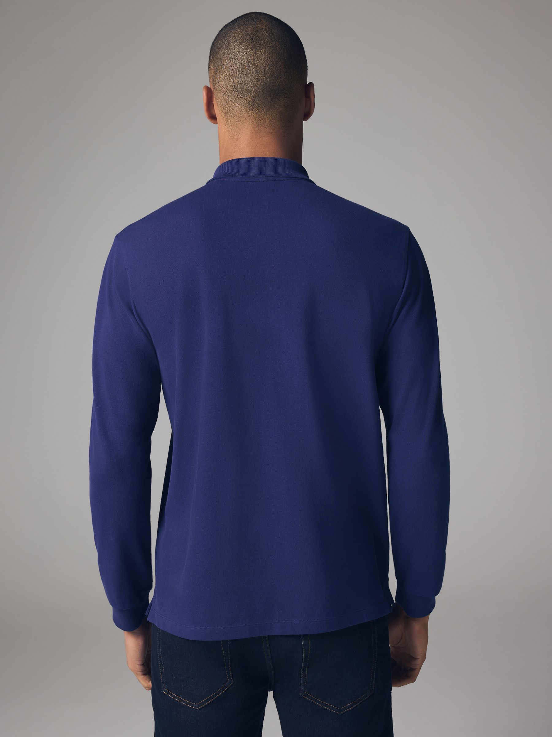 Buy Navy Blue Bright Long Sleeve Pique Polo Shirt from Next Ireland