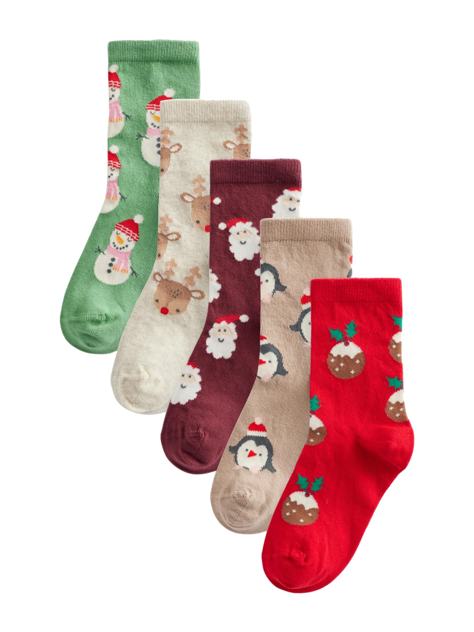 Buy Multi Cotton Rich Christmas Character Ankle Socks 5 Pack from the ...