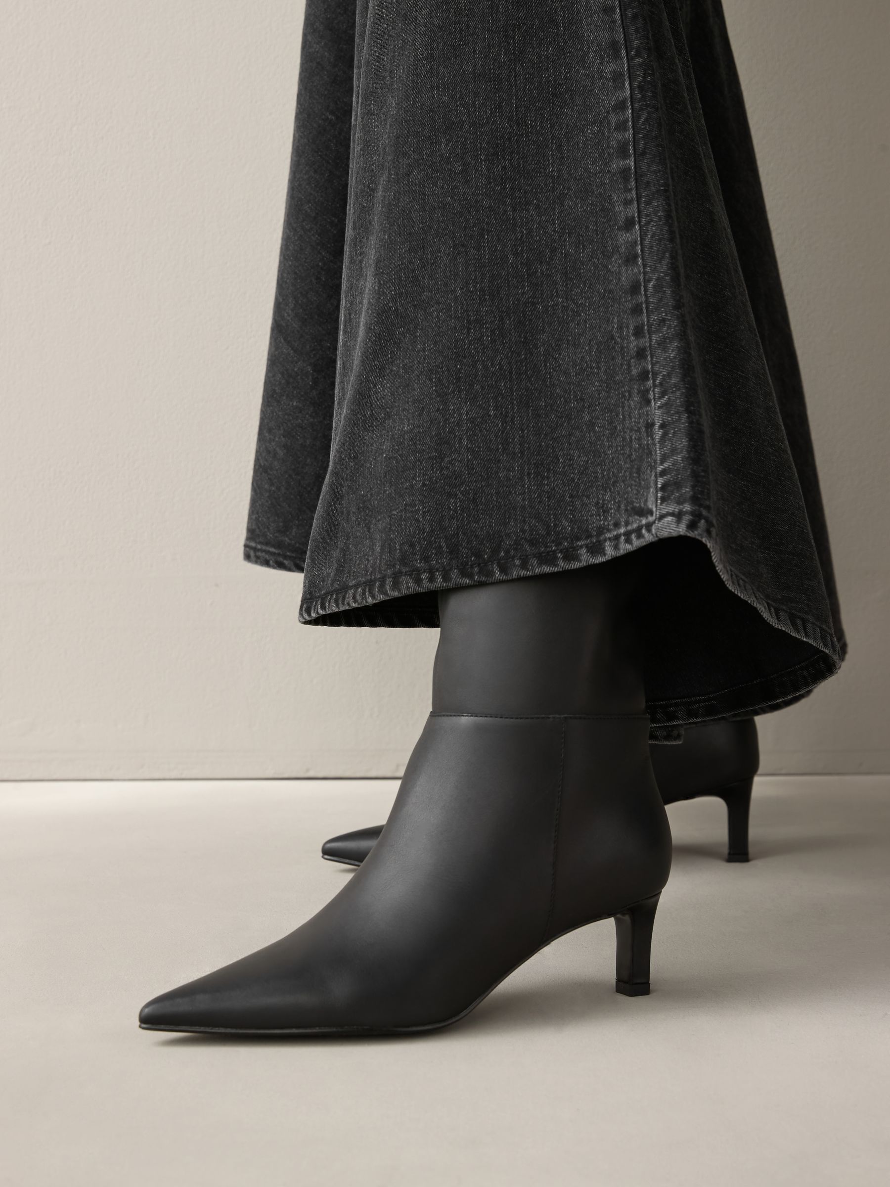 Buy Black Leather Knee High Skinny Heeled Boots from the Next UK online ...