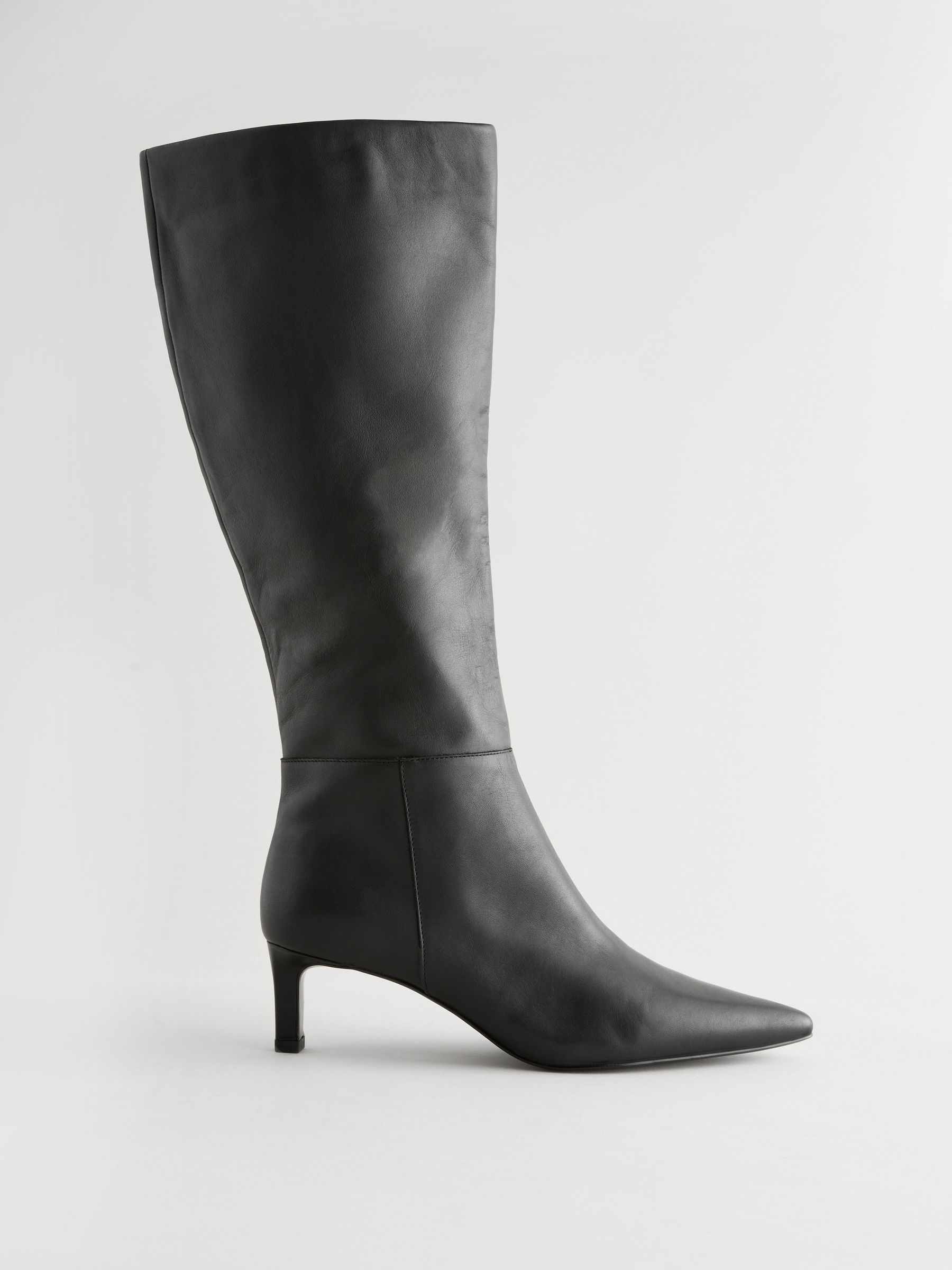 Buy Black Leather Knee High Skinny Heeled Boots from the Next UK online ...