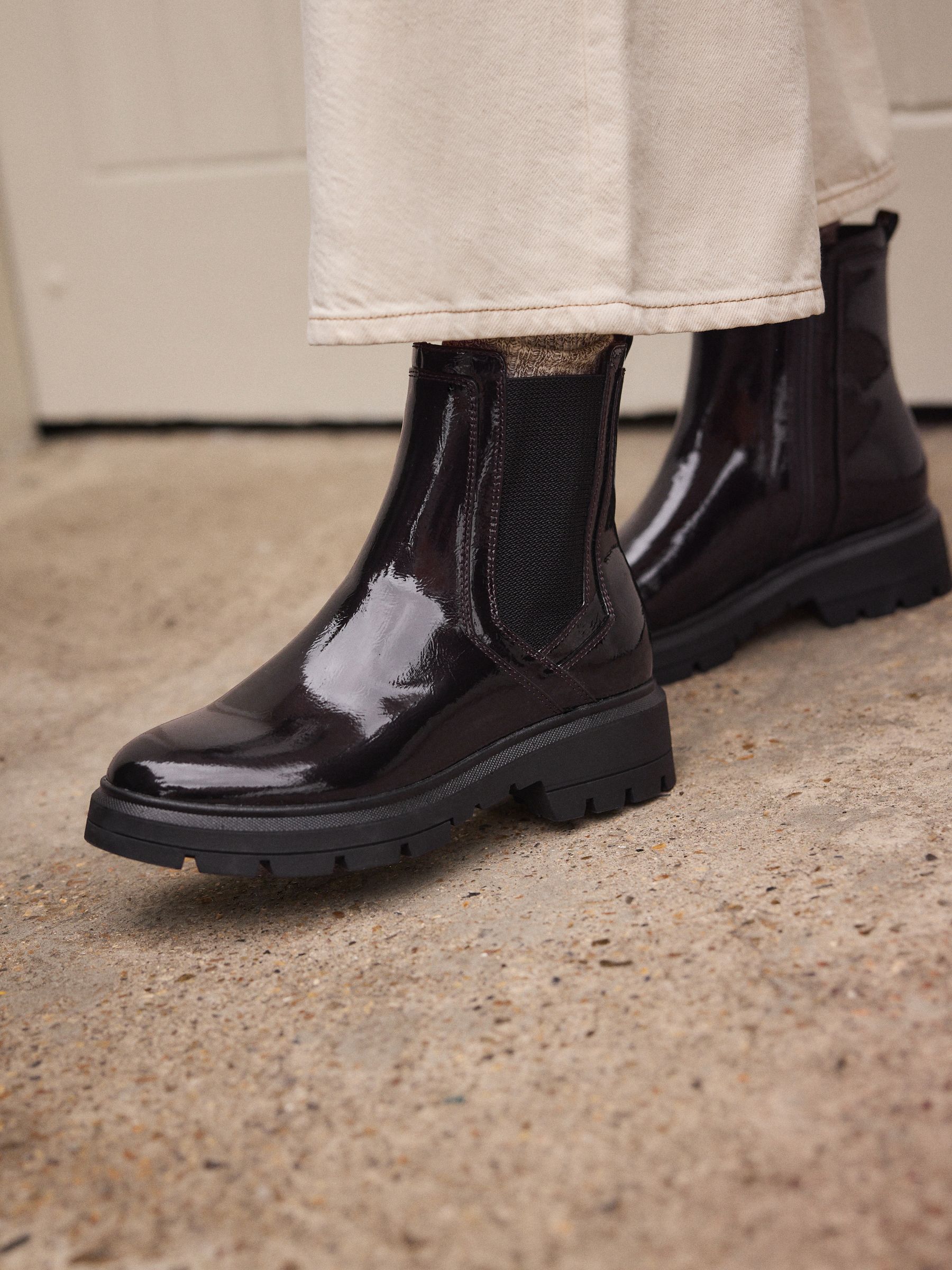 Buy Chocolate Brown Standard/Wide Fit Forever Comfort® Patent Chelsea ...