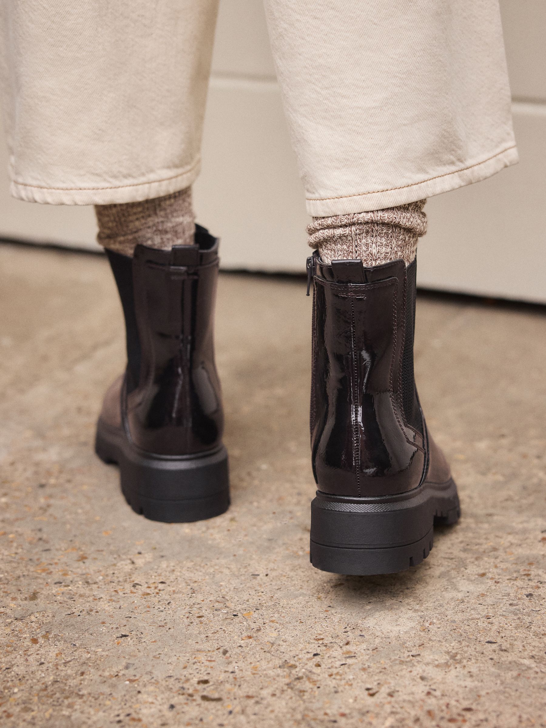 Buy Chocolate Brown Standard/Wide Fit Forever Comfort® Patent Chelsea ...