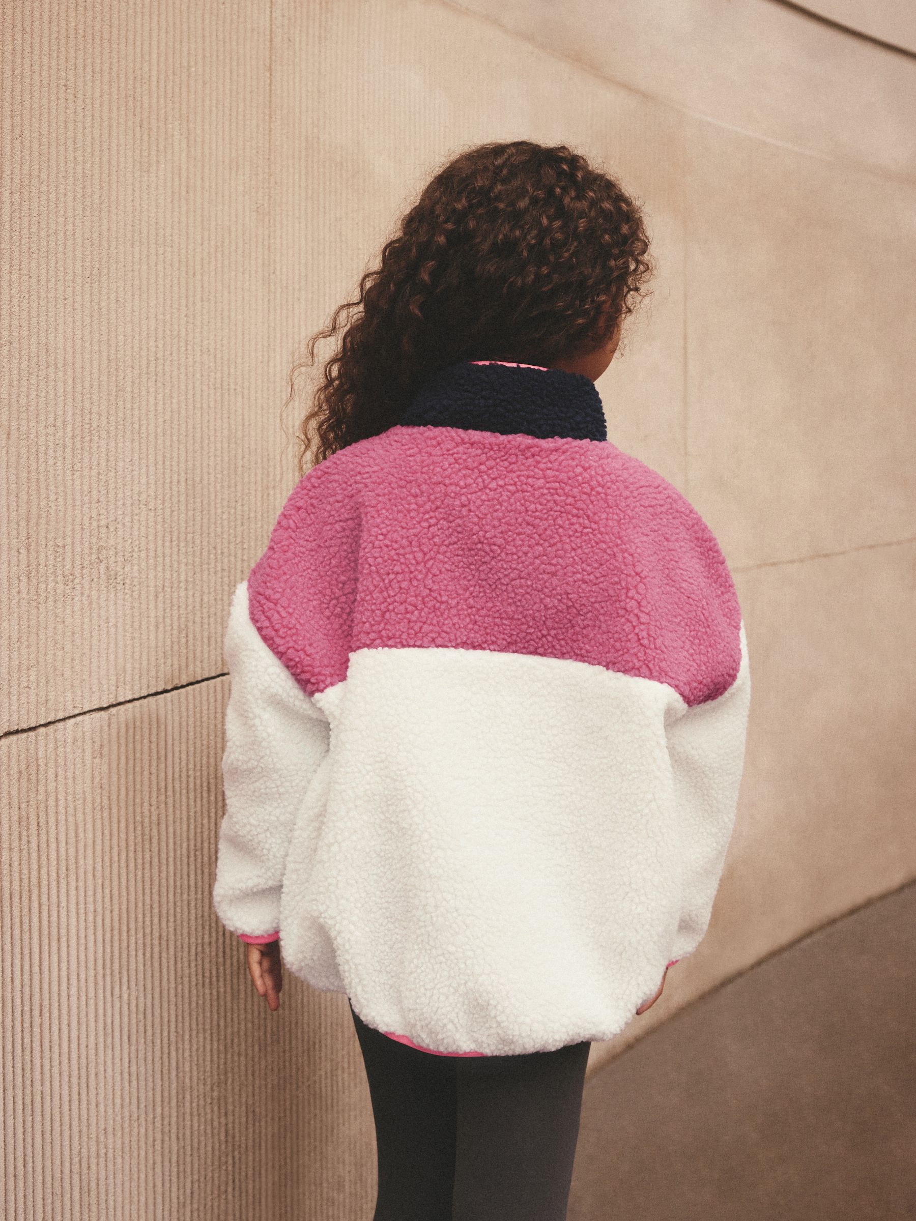 Buy Ecru White Colour Block Borg Zip Through Jacket (3-16yrs) from Next ...