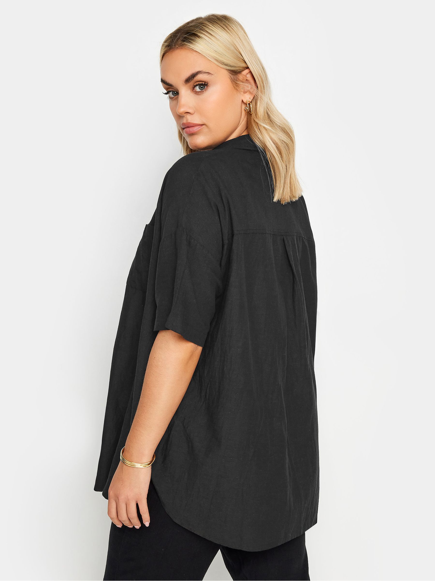 Buy Yours Curve Black Utility Linen Shirt from the Next UK online shop