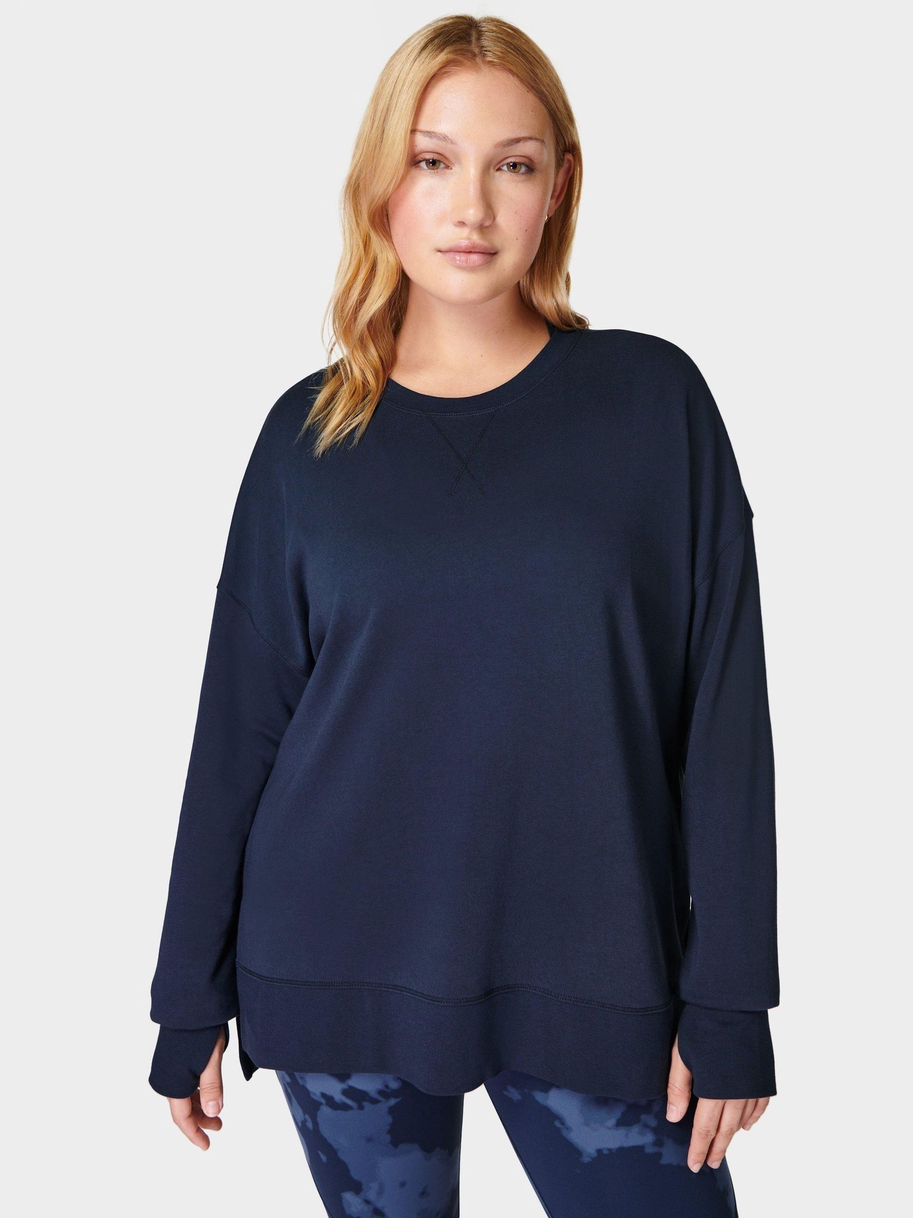 Buy Sweaty Betty Navy Blue After Class Longline Sweatshirt from the ...