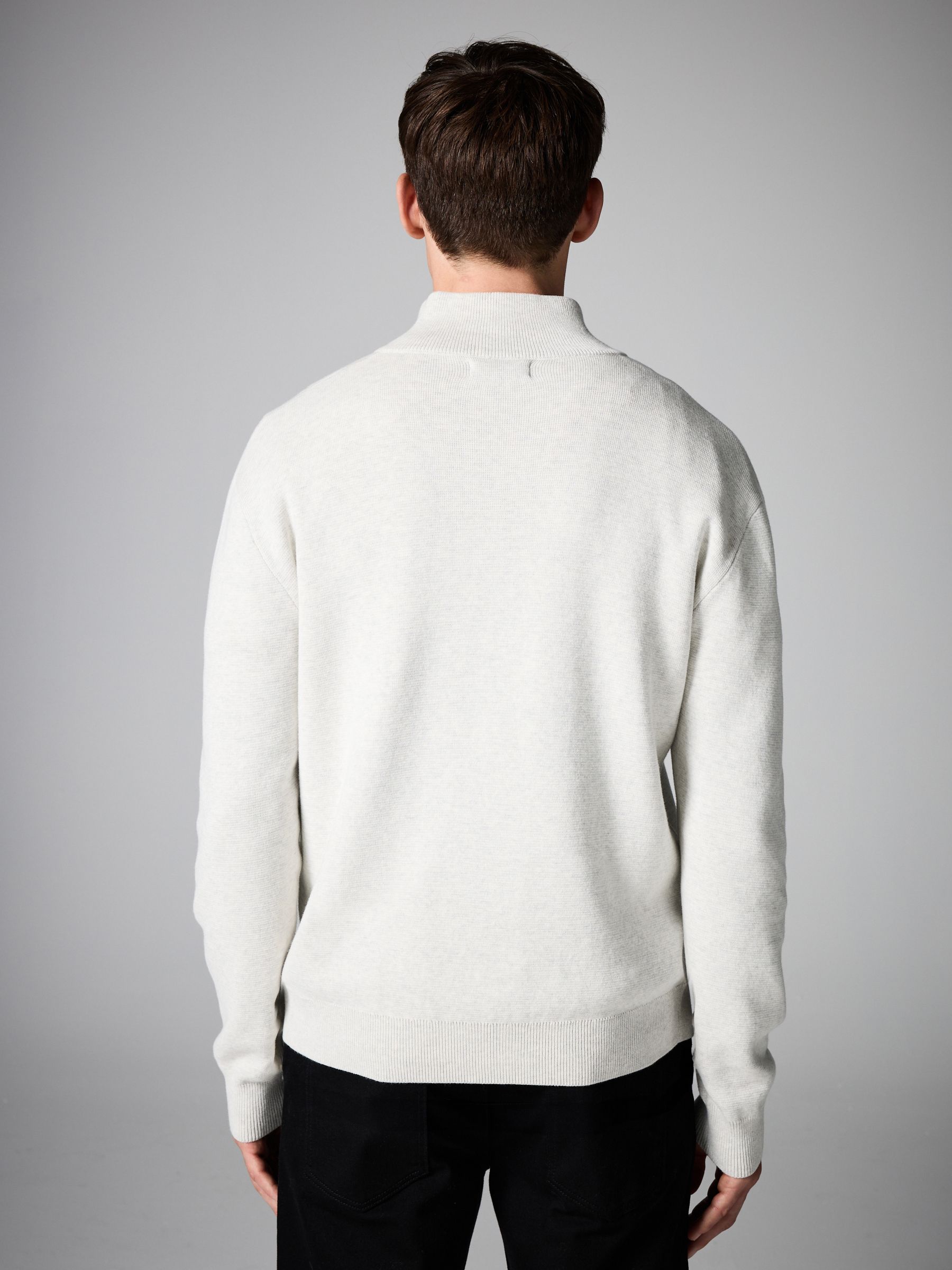 Buy Oatmeal Stag Plain Regular Fit 100% Cotton Premium Quarter Zip ...
