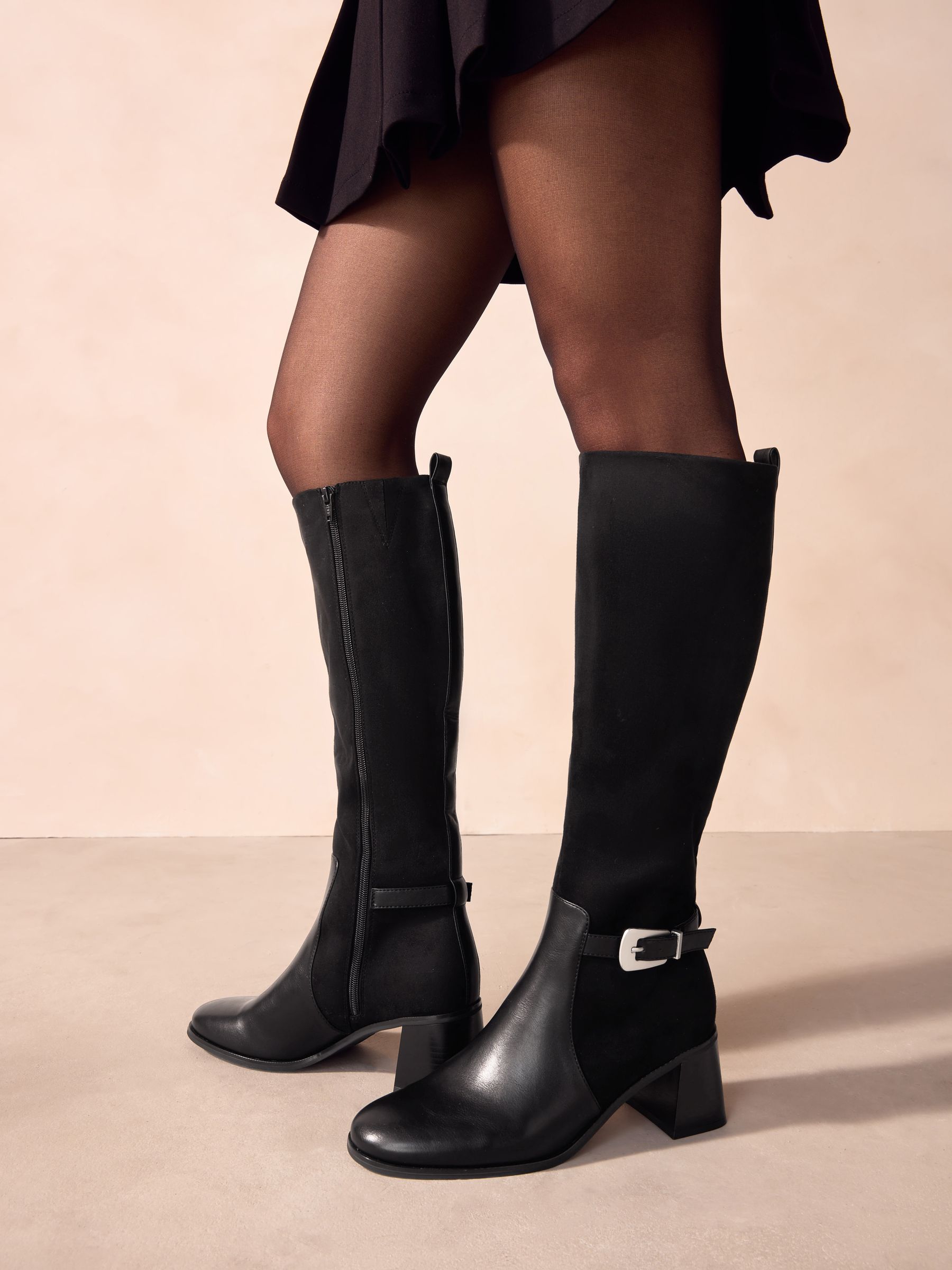 Buy Black Forever Comfort® Buckle Detail Knee High Boots from the Next ...