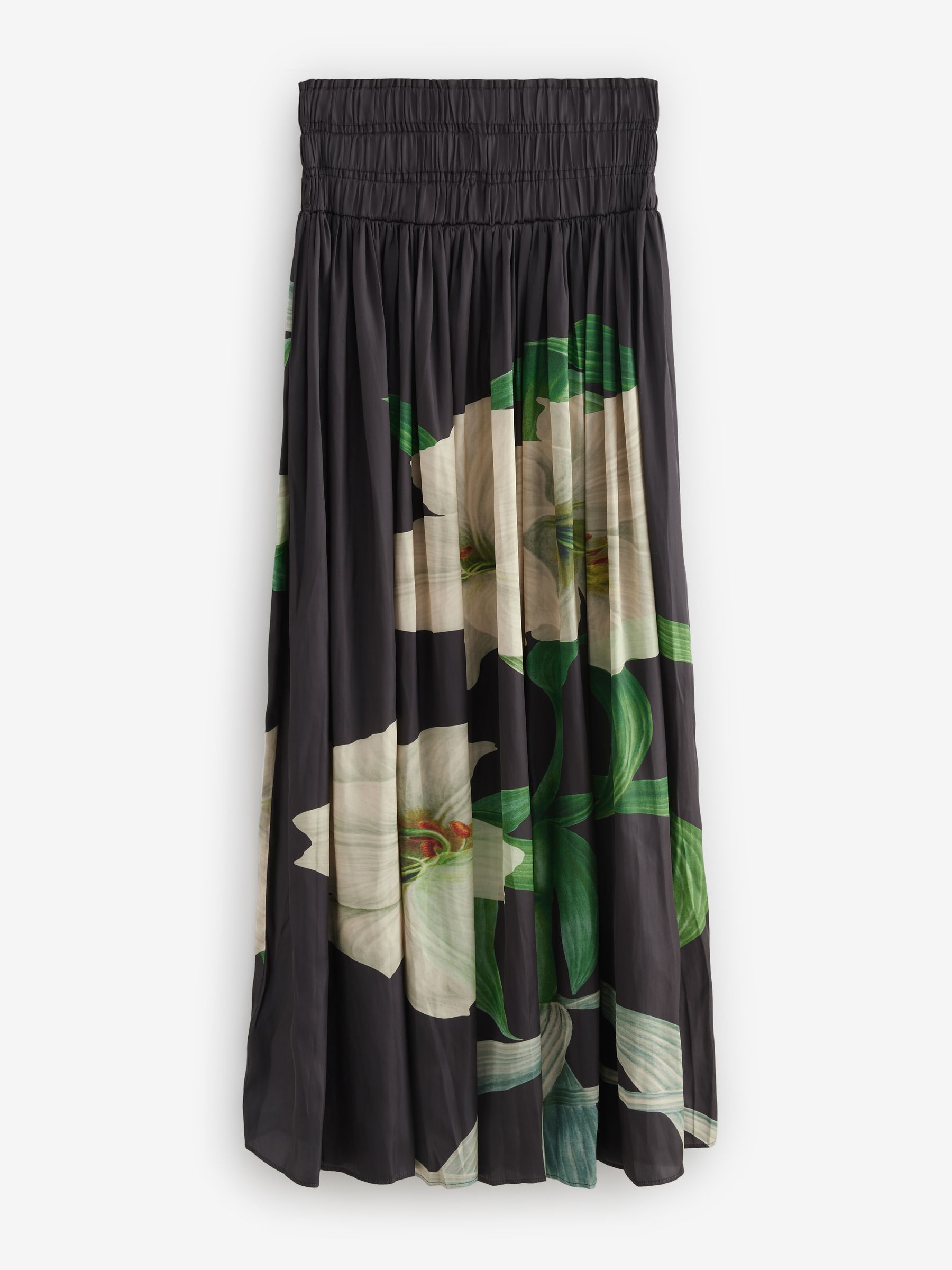 Buy Multi Floral Print Kew Collection Satin Pleated Maxi Skirt from the ...