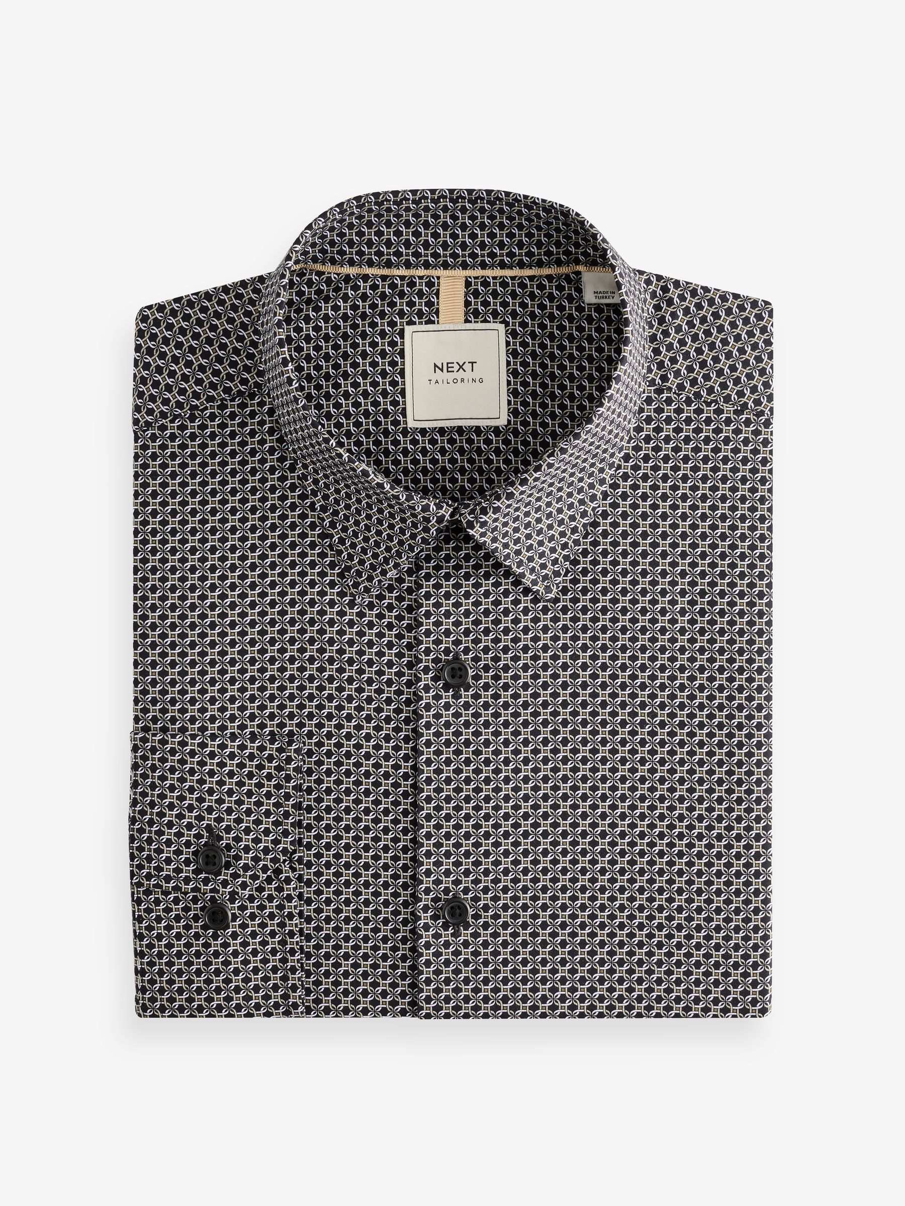 Buy Black Geometric Link Print Regular Fit Long Sleeve Shirt from the ...