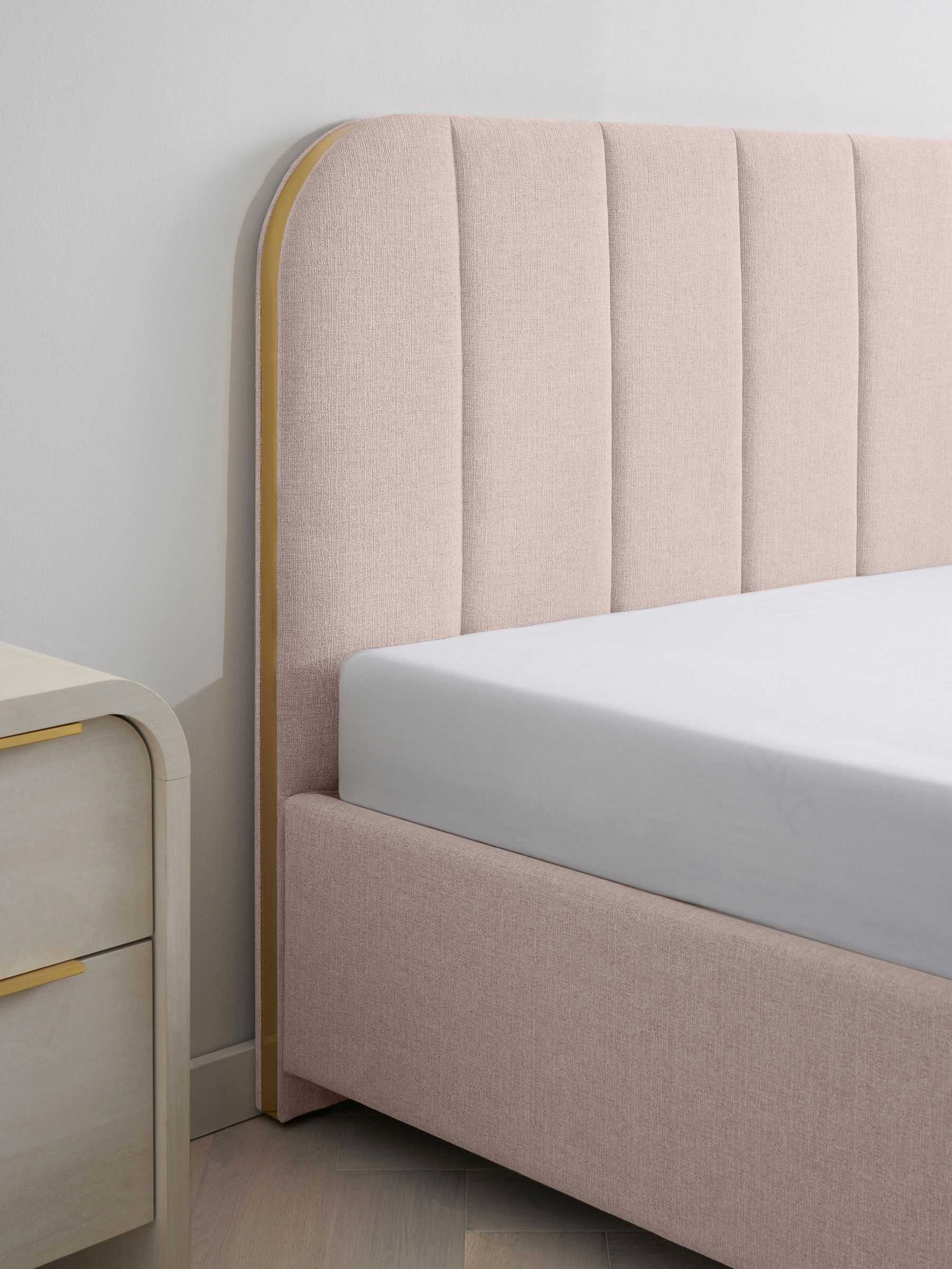 Buy Tweedy Plain Blush Pink Mia Upholstered Ottoman Storage Bed Frame ...