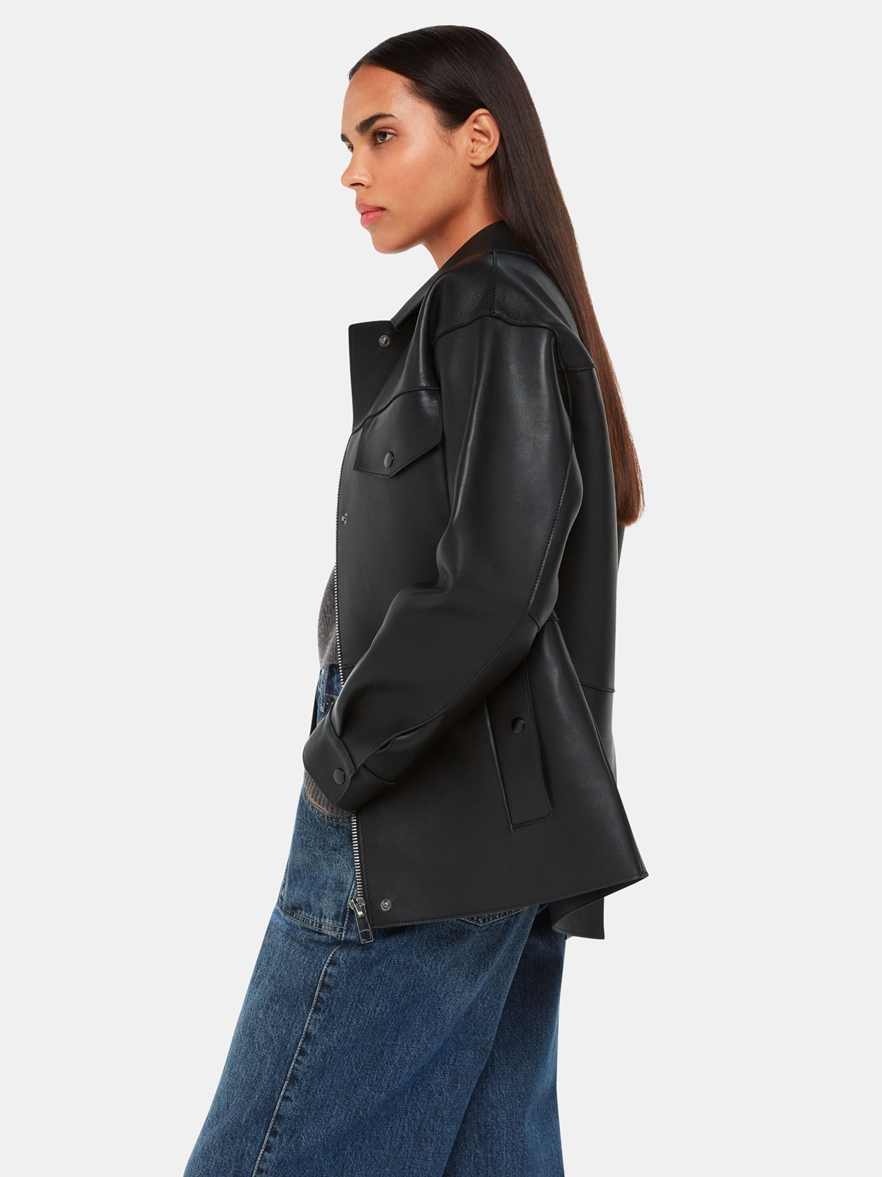 Buy Whistles Black Clean Bonded Leather Jacket from the Next UK online shop