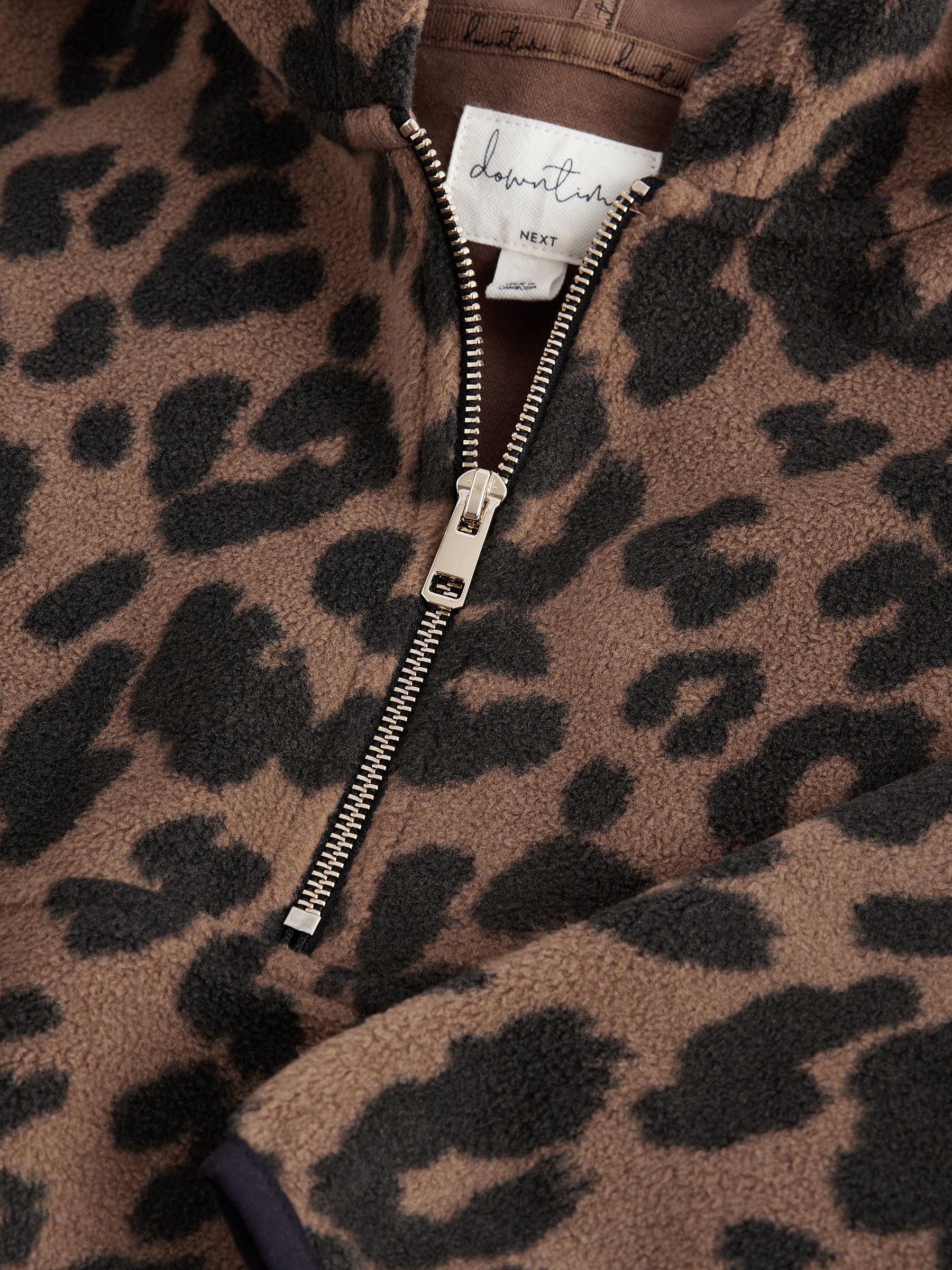 Buy Leopard Half Zip Fleece Hoodie from Next Saudi Arabia