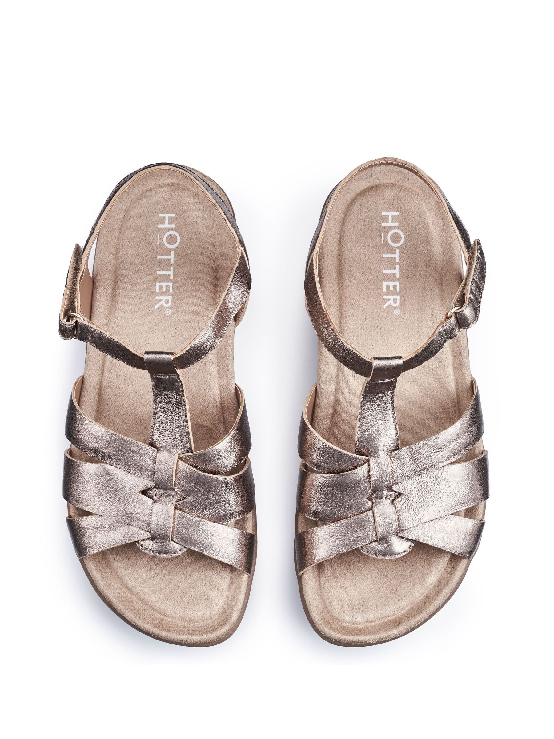 Buy Hotter Silver Regular Fit Rainer Touch Fastening Wide Fit Sandals ...