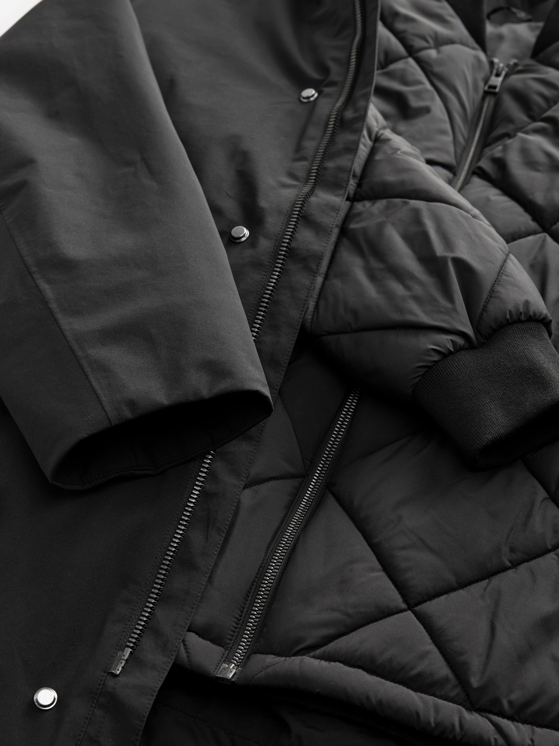 Buy Black Waterproof Padded 3 in 1 Signature Hooded Coat from the Next ...