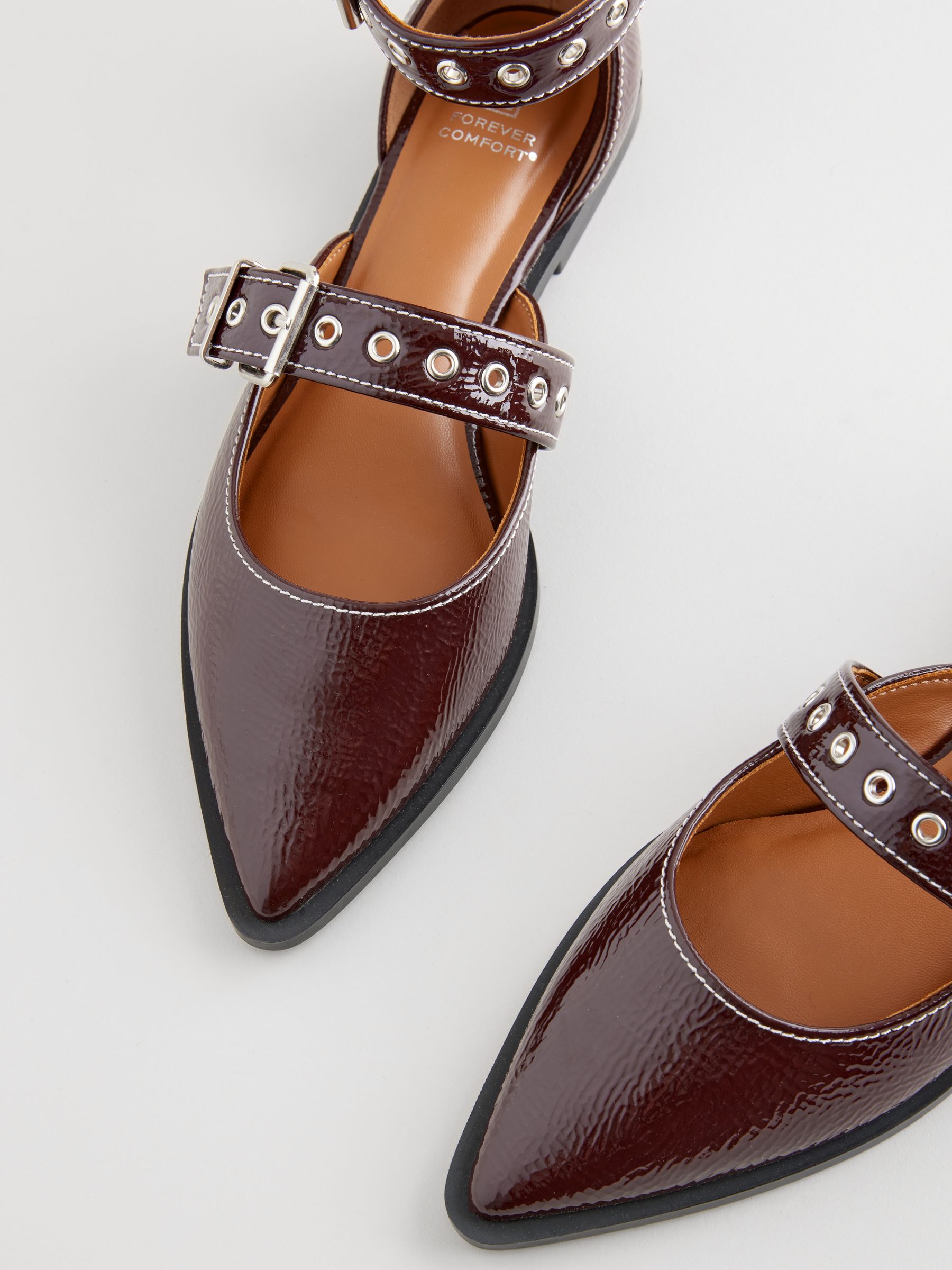 Buy Berry Red Forever Comfort® Patent Eyelet Point Toe Shoes from the ...