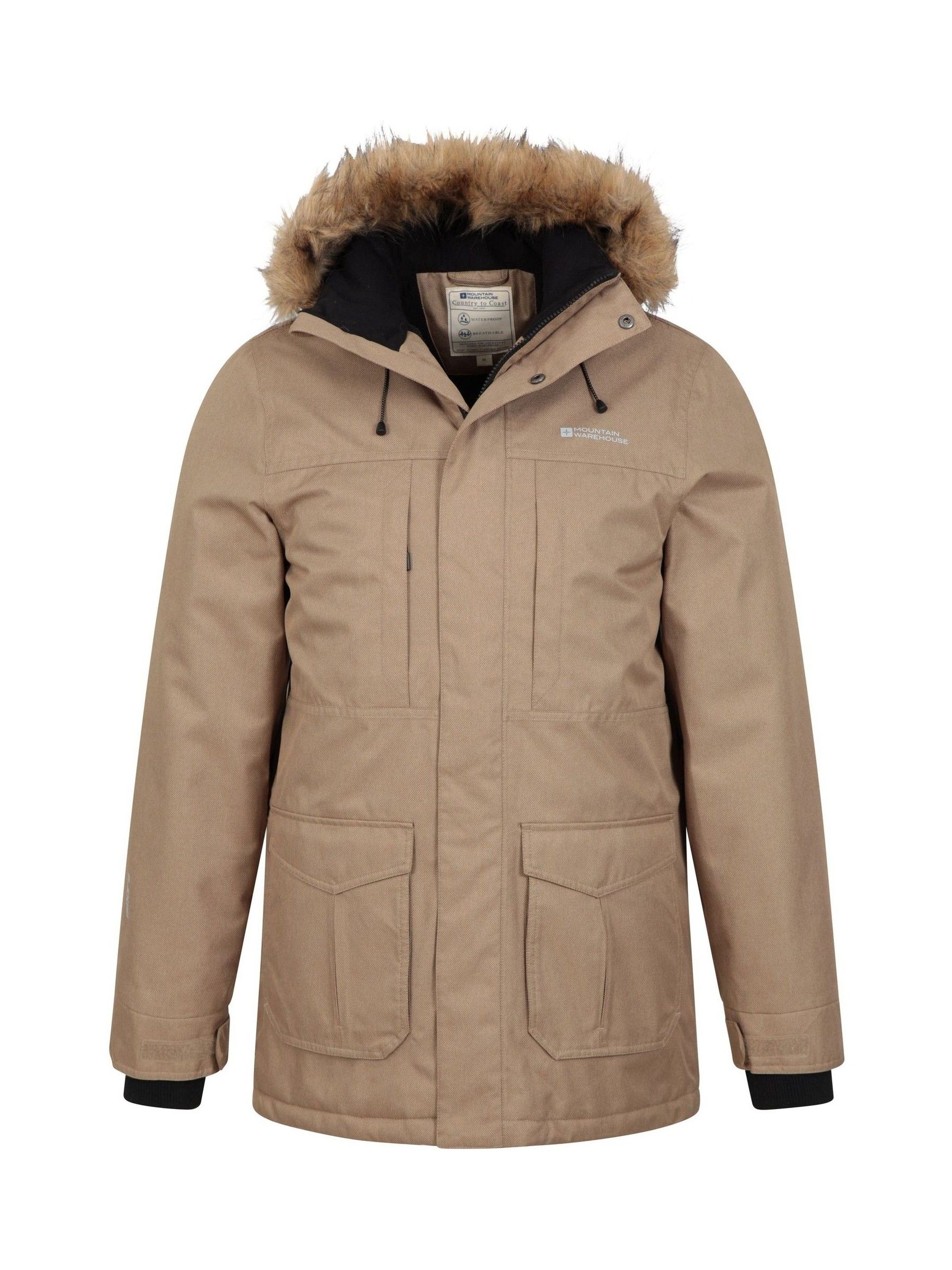 Buy Mountain Warehouse Natural Mens Gorge Waterproof Long Jacket from ...