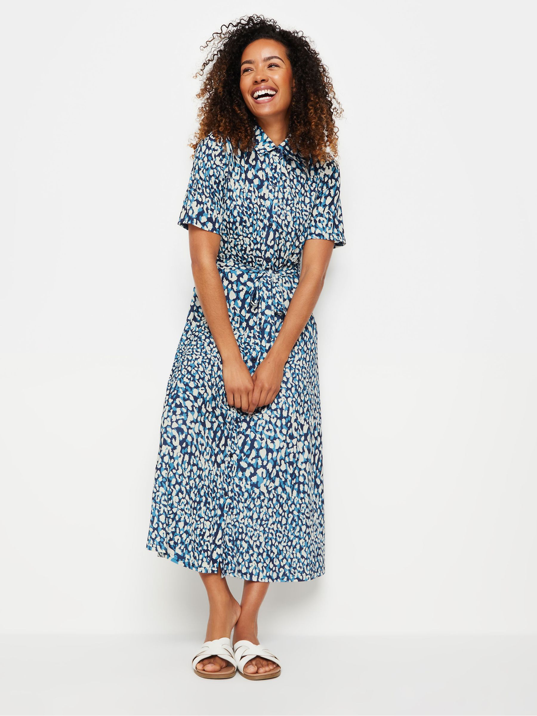 Buy M&Co White Abstract Print Collared Midaxi Dress from the Next UK ...