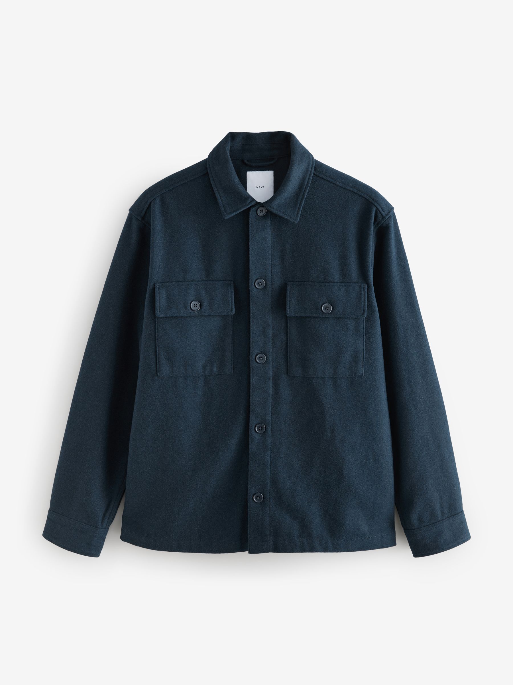 Buy Navy Blue Twin Pocket Shacket Overshirt with Wool from the Next UK ...