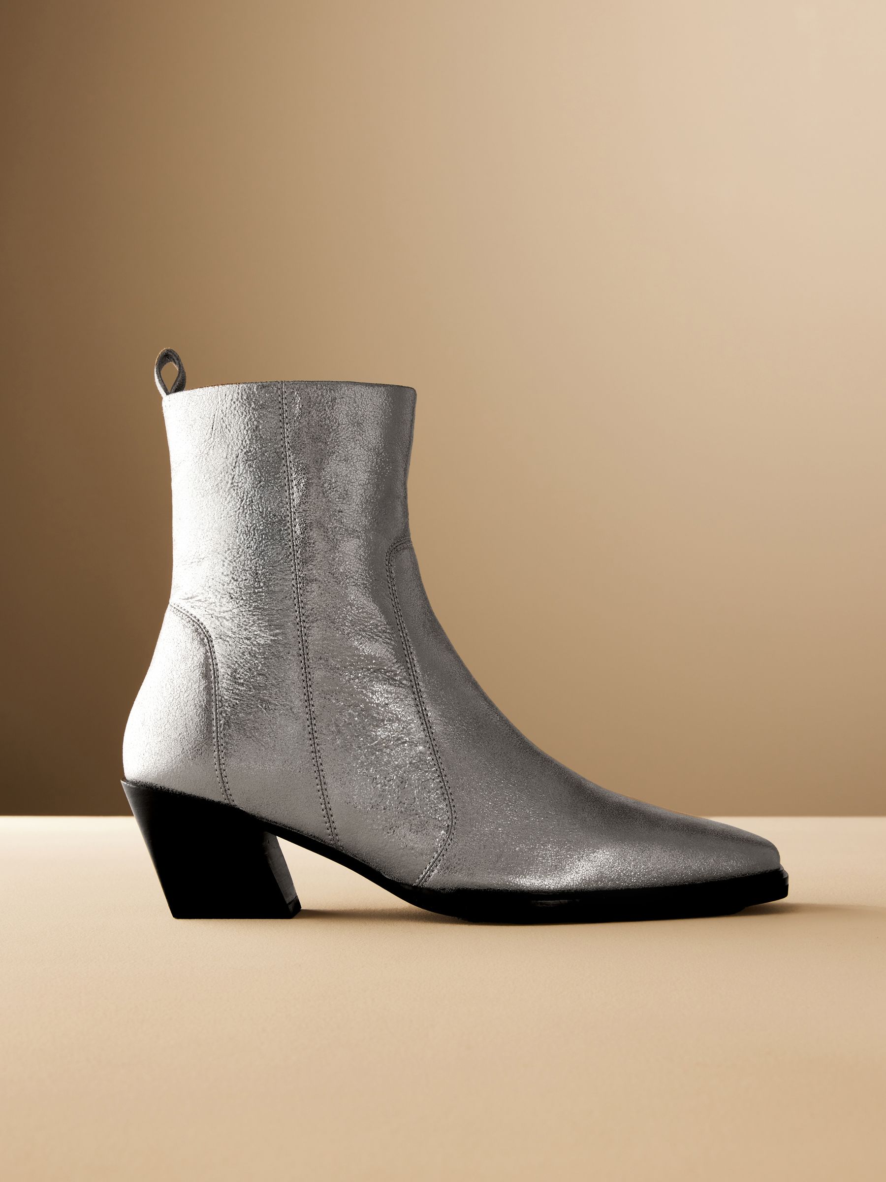 Buy Metallic Forever Comfort® Cowboy Leather Ankle Boots from the Next ...