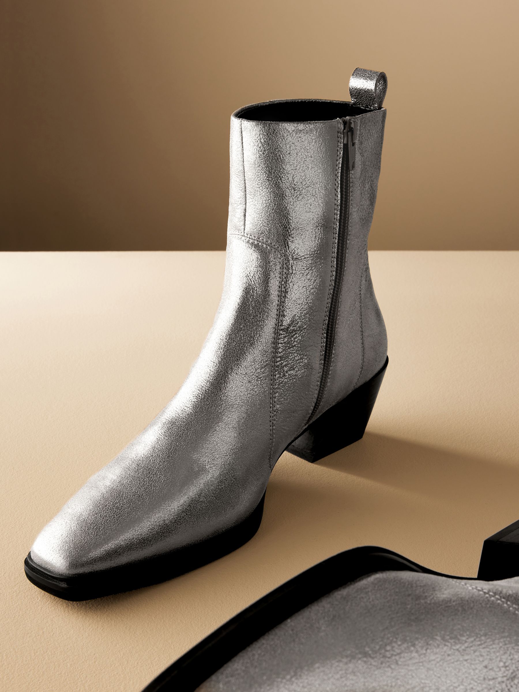 Buy Metallic Forever Comfort® Cowboy Leather Ankle Boots from the Next ...
