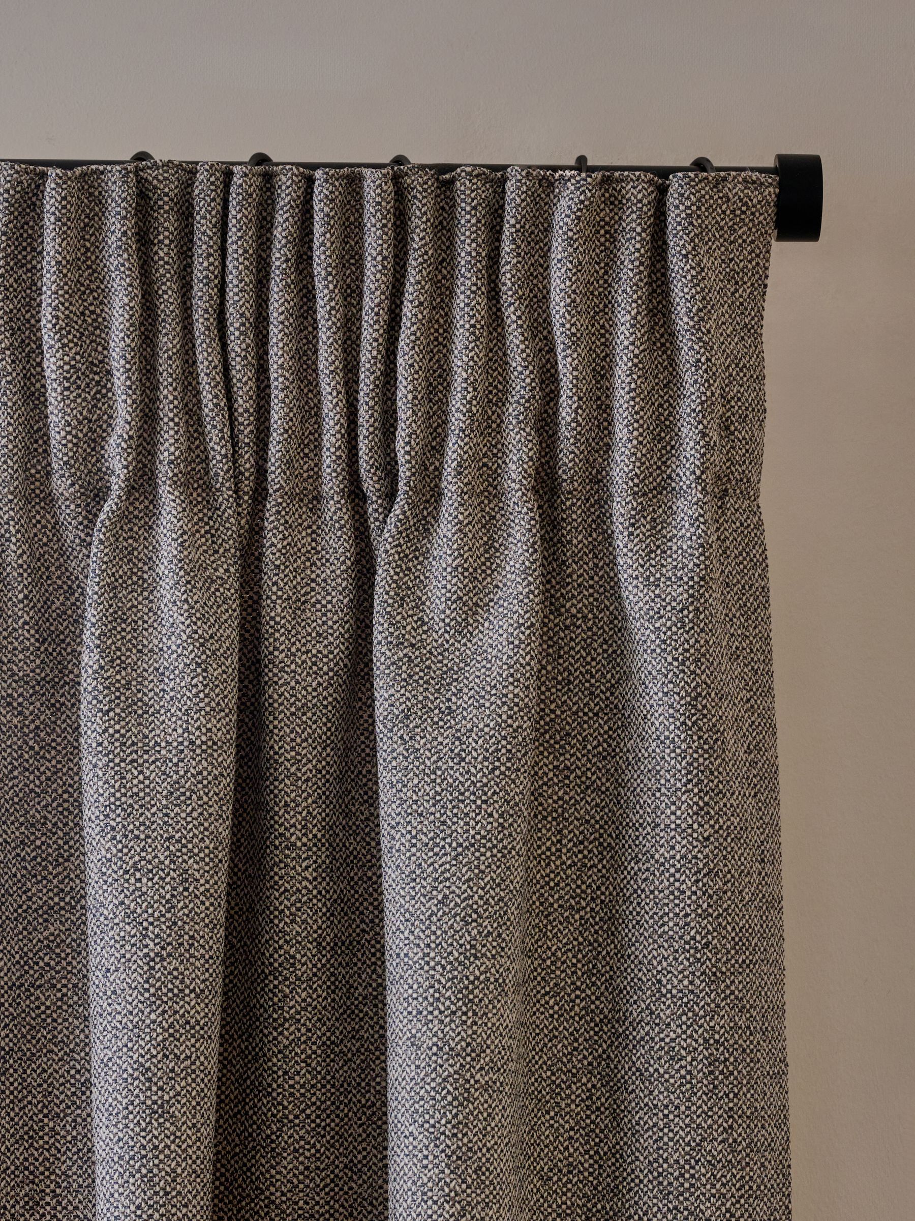 Buy Grey Aubrey Tweed Velour Trim Pencil Pleat Lined Curtains from the ...