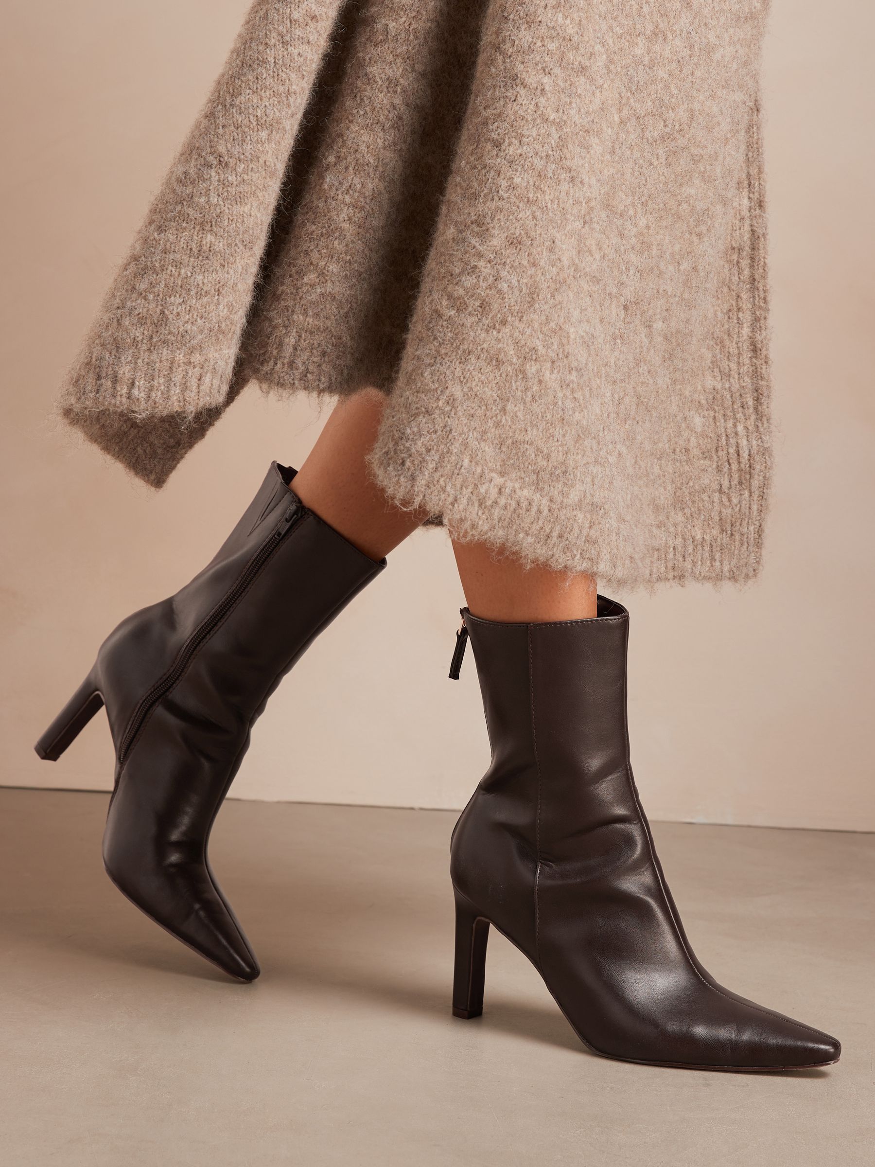 Buy Chocolate Brown Standard/Wide Fit Forever Comfort® Faux Zip Ankle ...