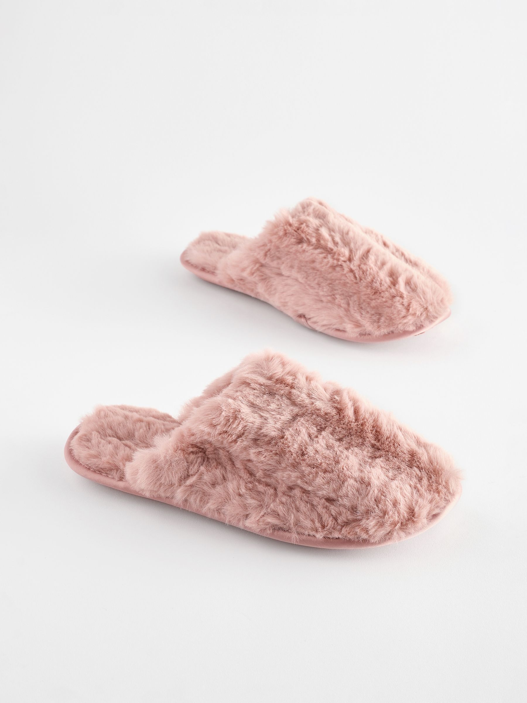 Buy Pink Recycled Faux Fur Mule Slippers from the Next UK online shop