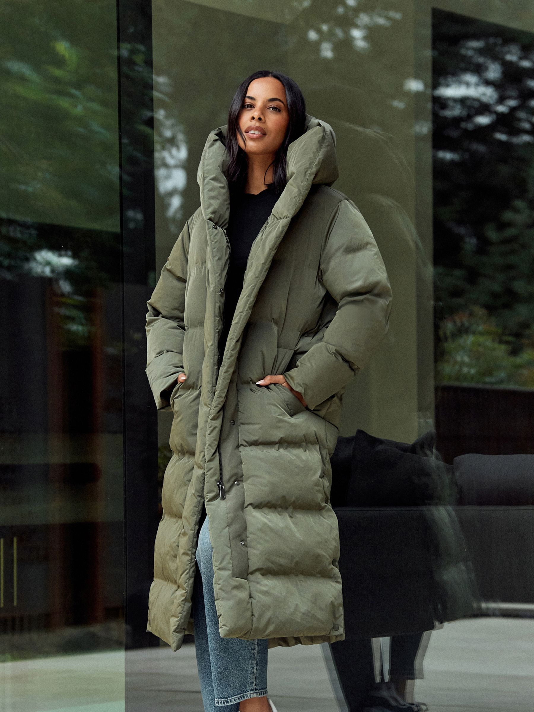 Buy Khaki Green Premium Long Padded Hooded Coat from Next United Arab ...