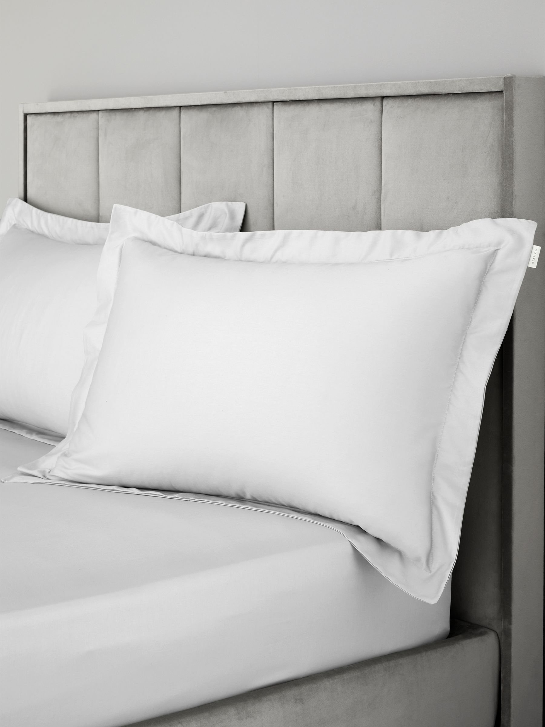 Buy Bianca Set of 2 Dove Grey 400 Thread Count Cotton Sateen Oxford ...
