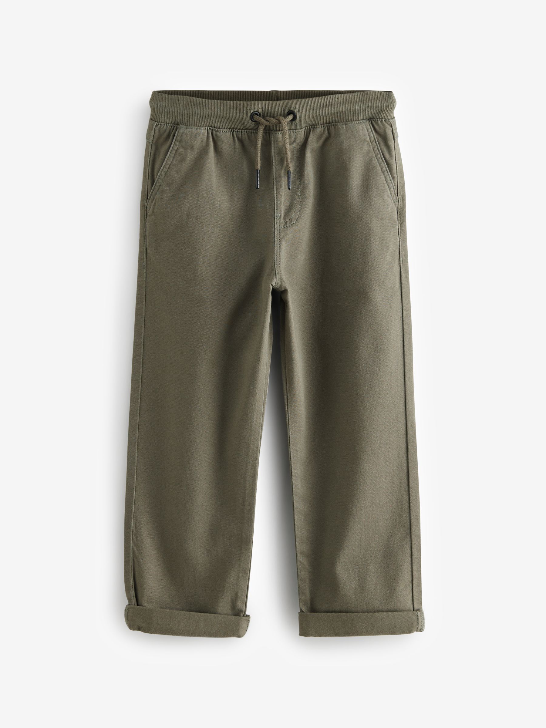 Buy Khaki Green Wide Fit Rib Waist Pull-On Trousers (3-16yrs) from the ...