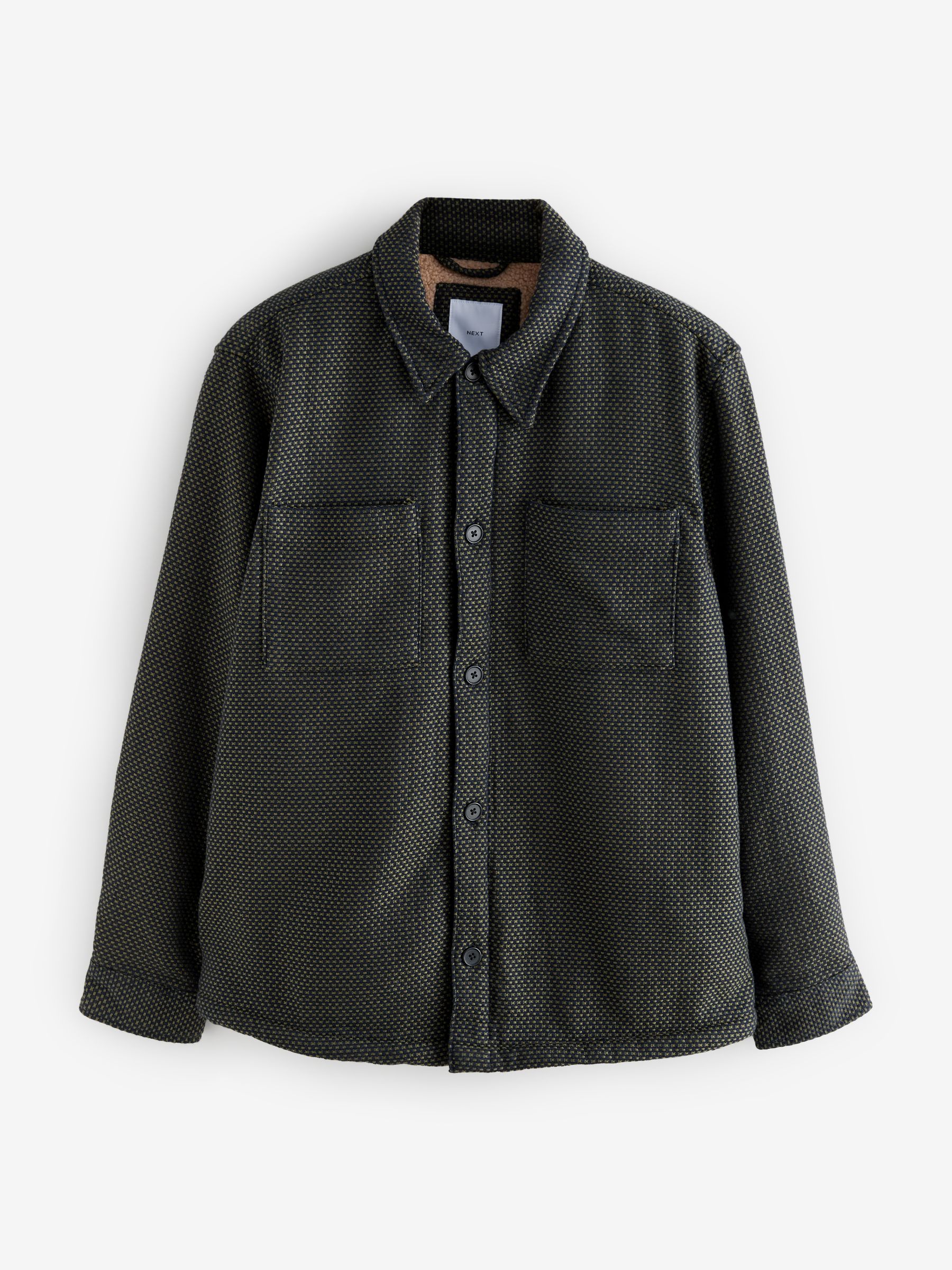 Buy Dark Green Borg Lined Textured 100% Cotton Shacket from Next Ireland