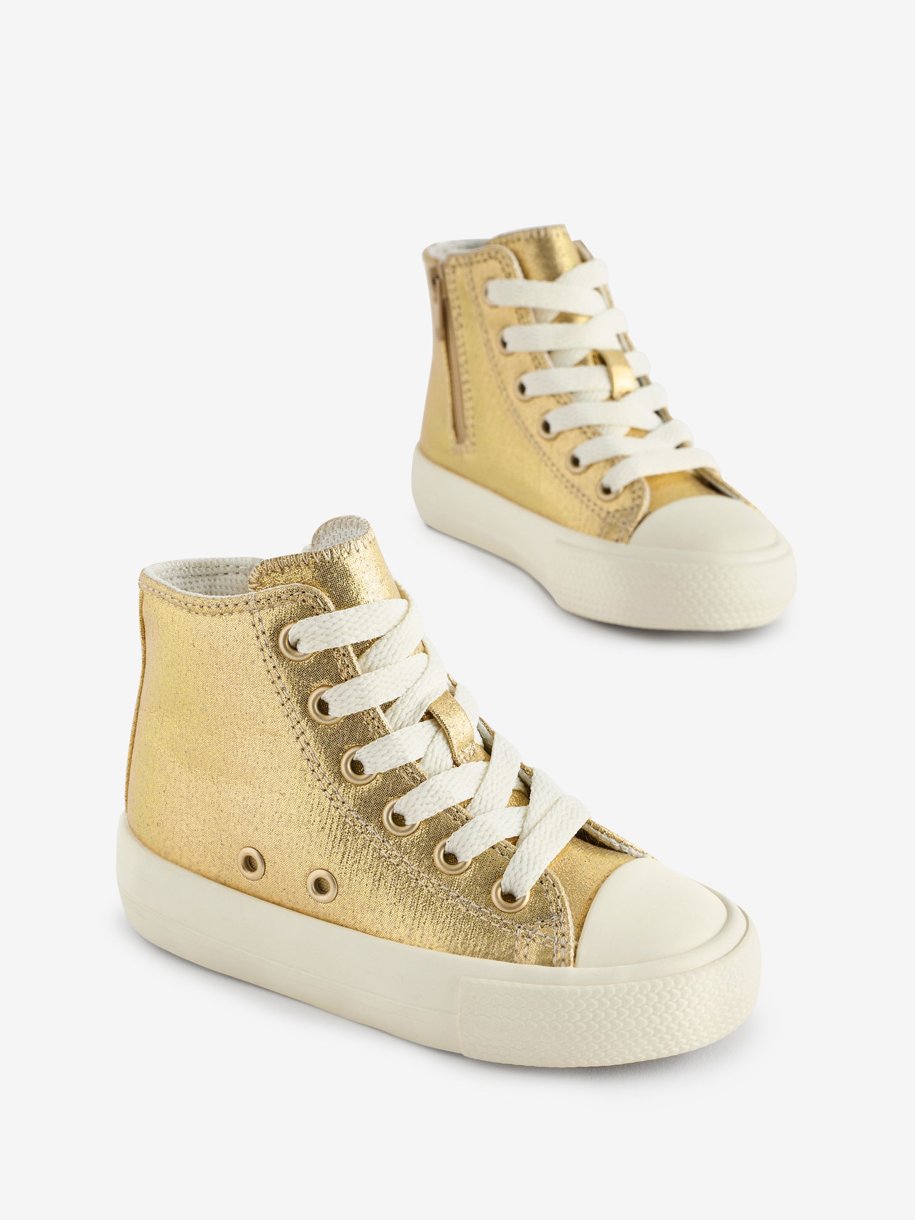 Buy Gold Metallic Wide Fit (G) Chunky High Top Trainers from the Next ...