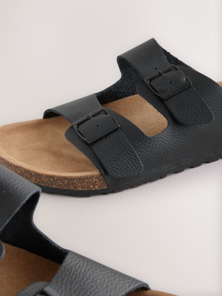 Buy Black Leather Two Buckle Sandals from Next United Arab Emirates