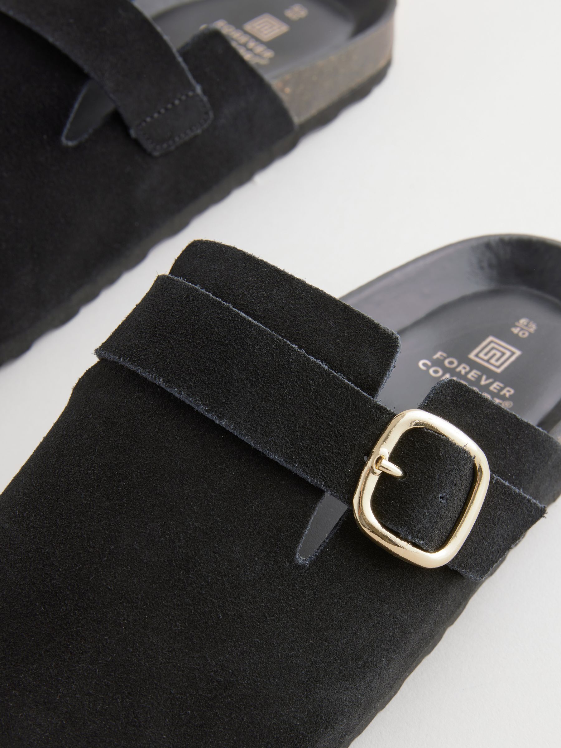 Buy Black Standard Fit Leather Footbed Clogs from the Next UK online shop